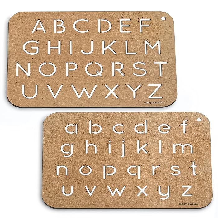 Buy Lenny's World Alphabet Tracing Stencil Boards - 2-Pack MDF Board ...