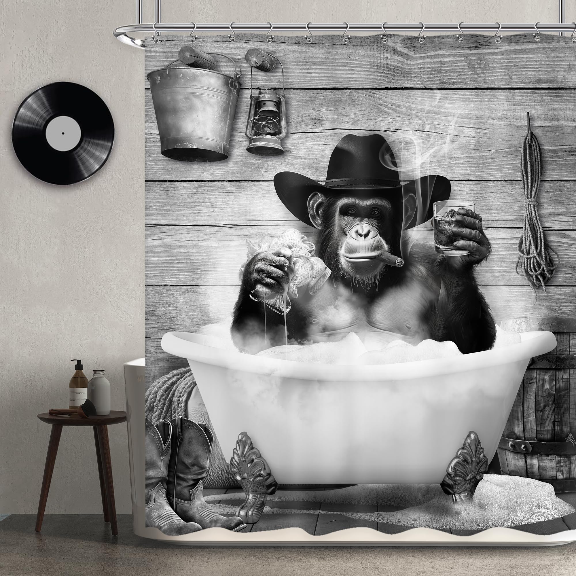 Amazon.com: Newsely Funny Monkey Shower Curtain 60Wx72H Inch Western ...