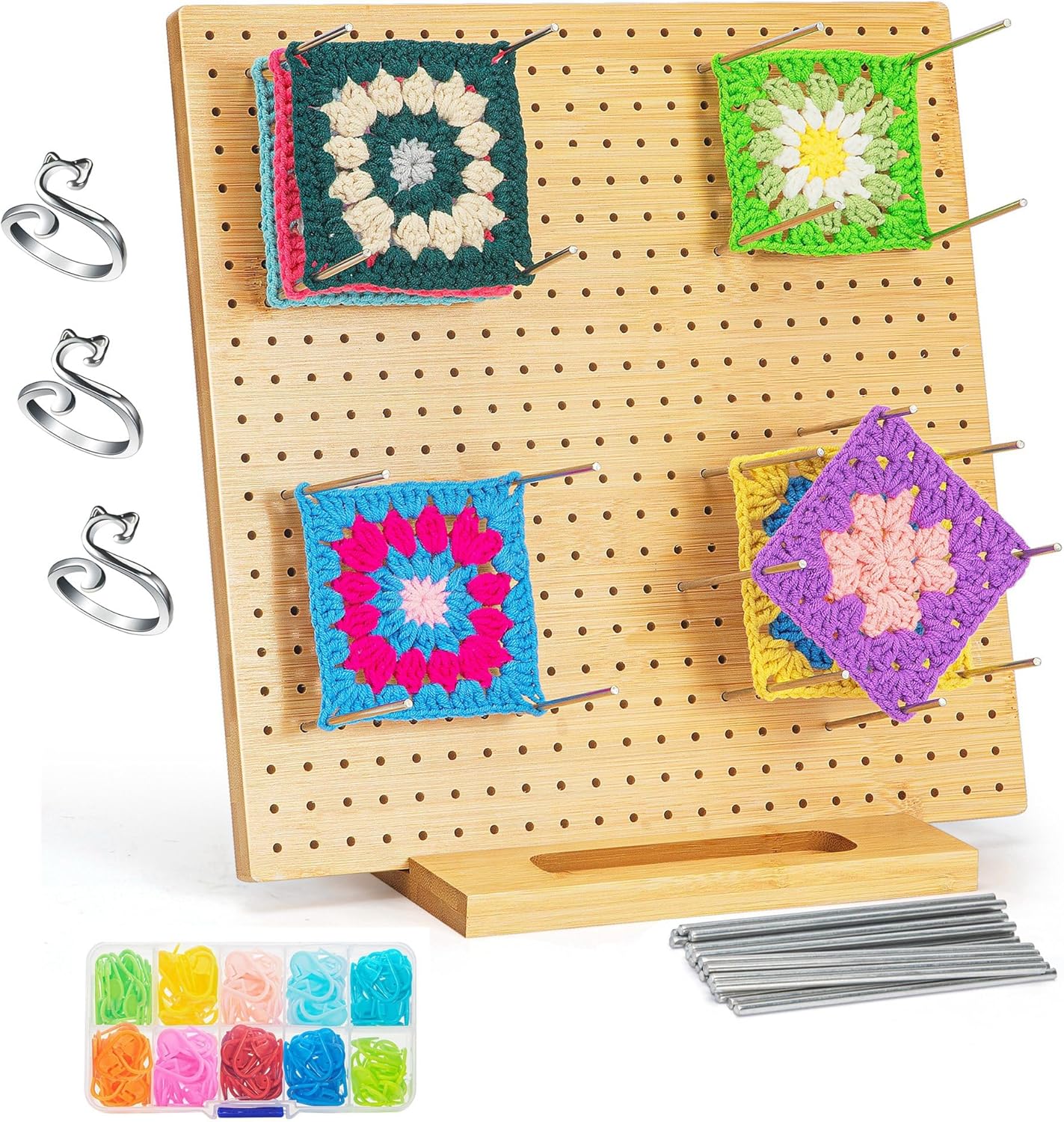 Amazon.com: 12" Crochet Board with 20 Pins, Upgrade Large Handcrafted ...