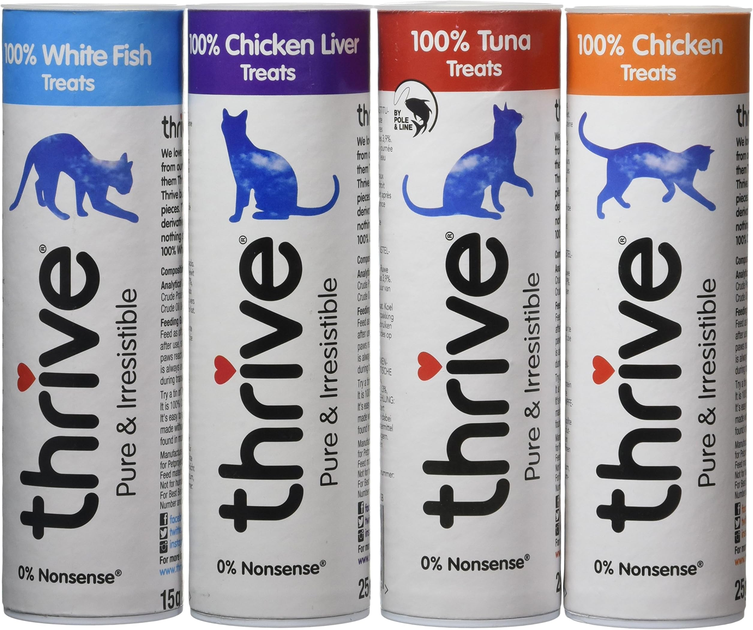 Thrive Cat Treats - Assorted Chicken, White Fish, Tuna & Chicken Liver ...