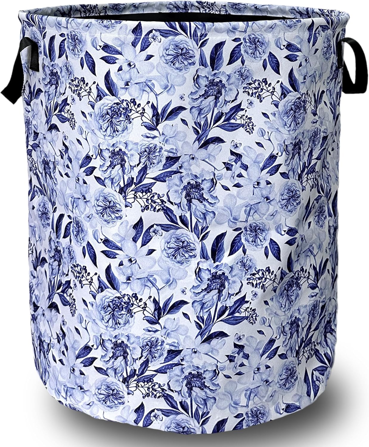 Amazon.com: Blue Flower Floral Laundry Basket Foldable With Handles ...