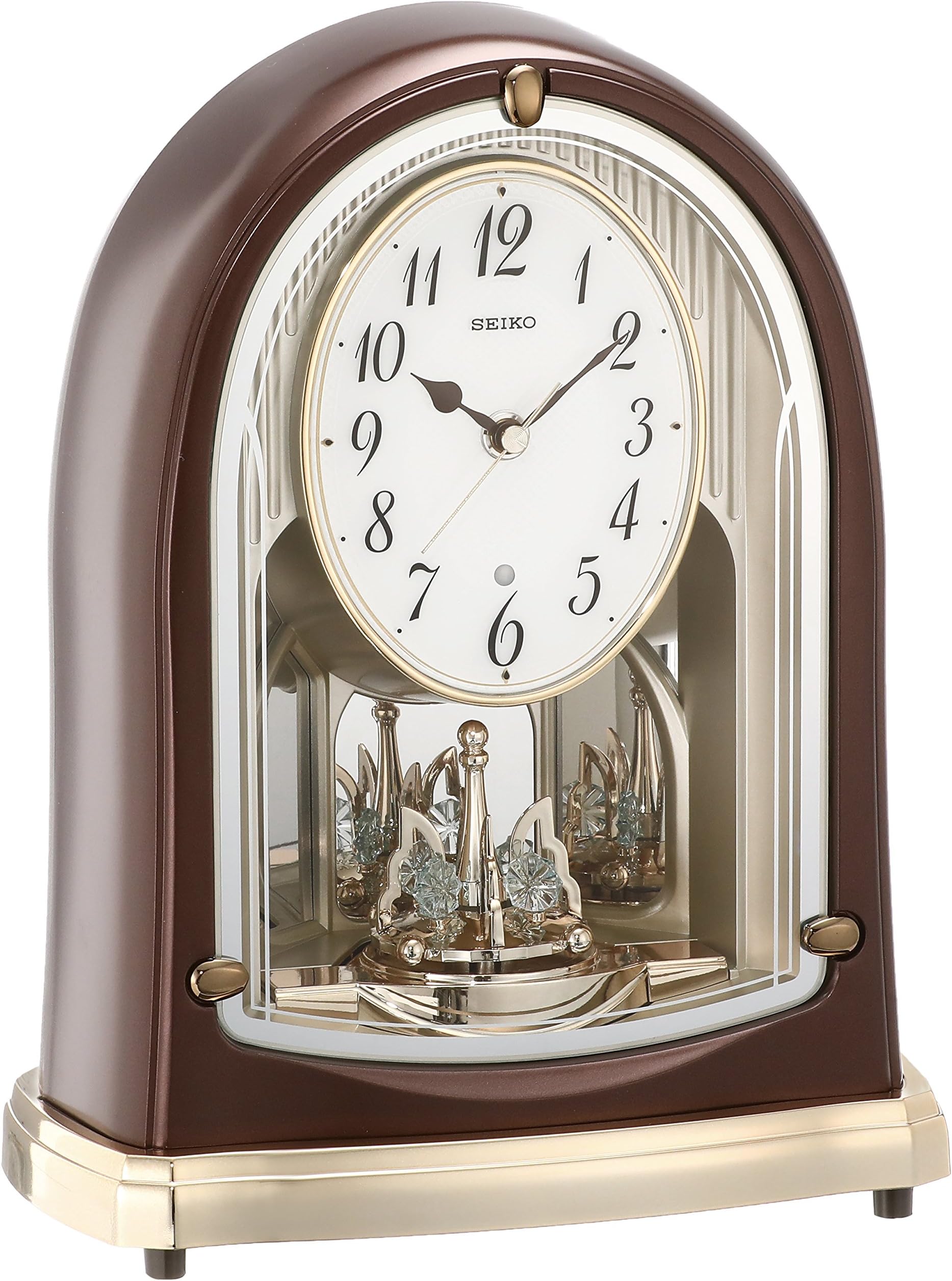 Amazon.co.jp: セイコー クロック 置き時計 スタンダード 電波時計 ツイン・パ 茶 メタリック BY239B SEIKO ...
