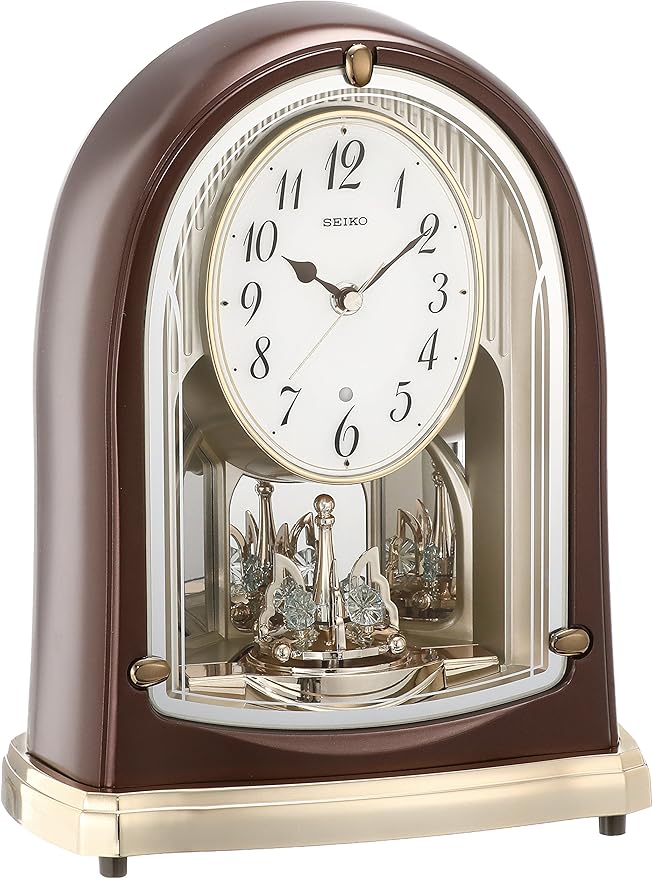 Amazon.co.jp: セイコー クロック 置き時計 スタンダード 電波時計 ツイン・パ 茶 メタリック BY239B SEIKO ...