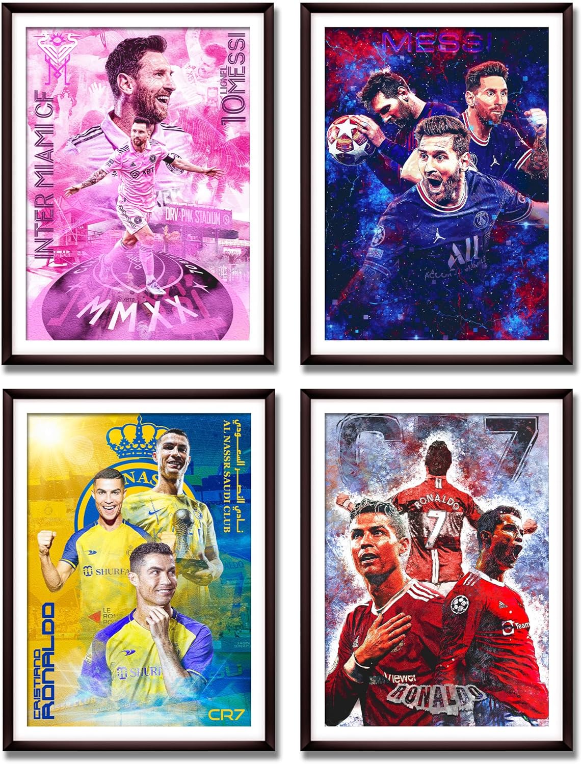 Amazon.com: TOANFAST Set 4 Soccer poster Superstar Ronaldo and Messi ...