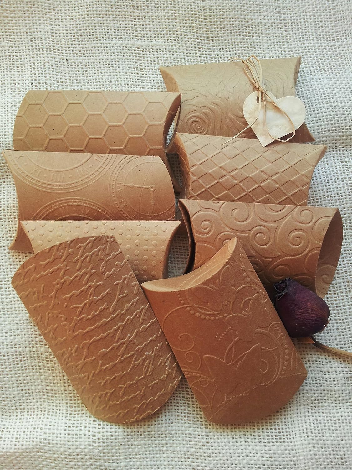 Amazon.com: 12 Embossed Gift Rustic Box in Kraft Brown - Party or ...