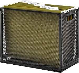 Amazon.com: EASEPRES Desk Hanging File Organizer with 5 Folders, Mesh ...