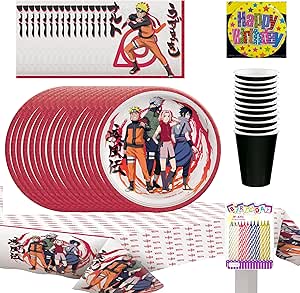 Amazon.com: Bundle of 6 Items - Naruto 9" Round Plates Luncheon Napkins ...
