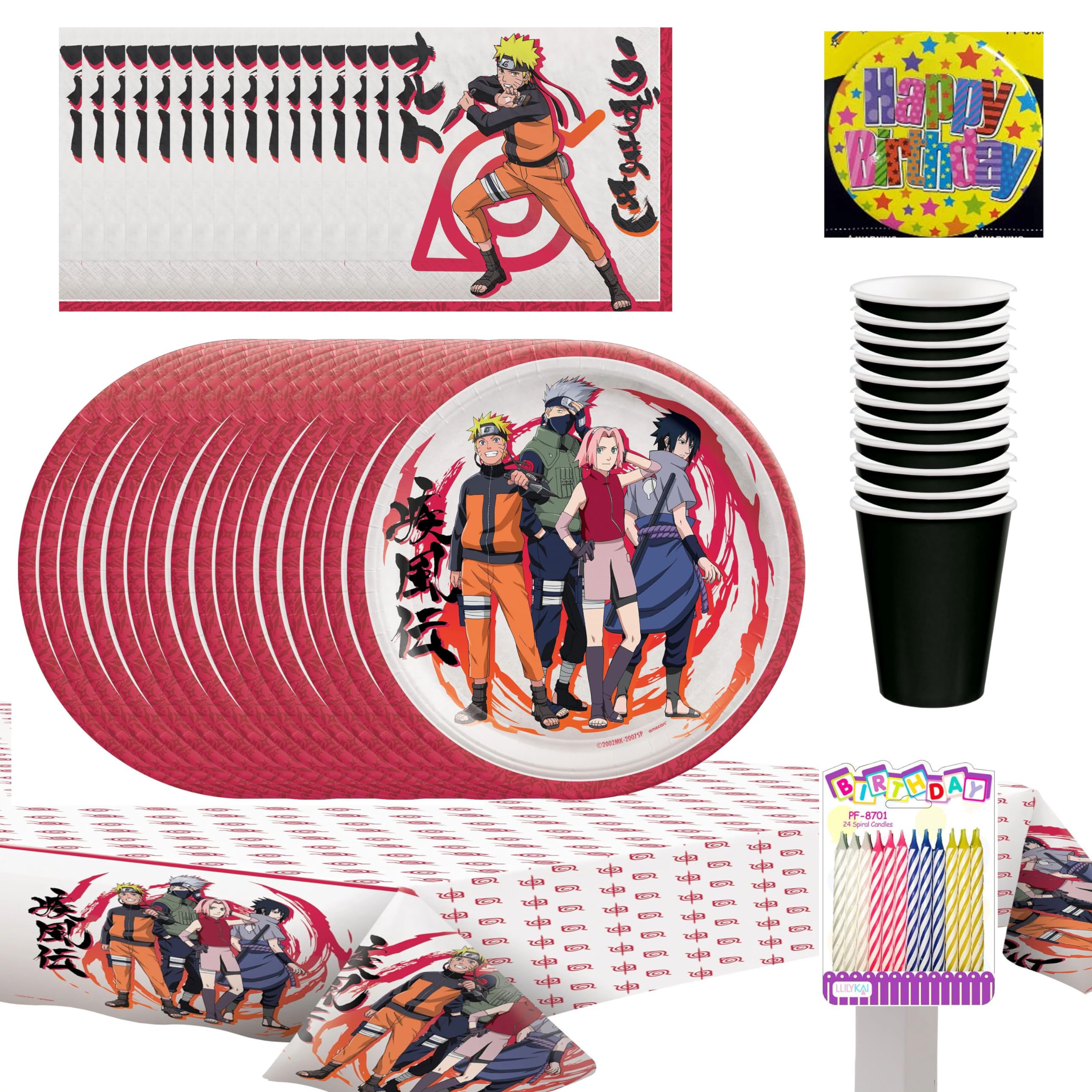 Amazon.com: Bundle of 6 Items - Naruto 9" Round Plates Luncheon Napkins ...
