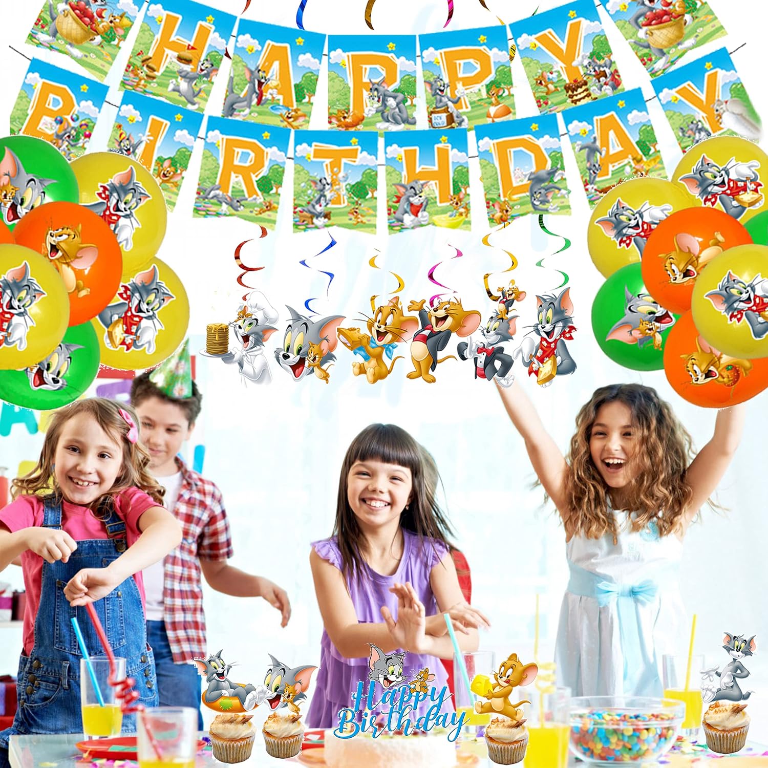 rosepartyh Birthday Party Decorations Tom and Jerry Balloons Happy ...