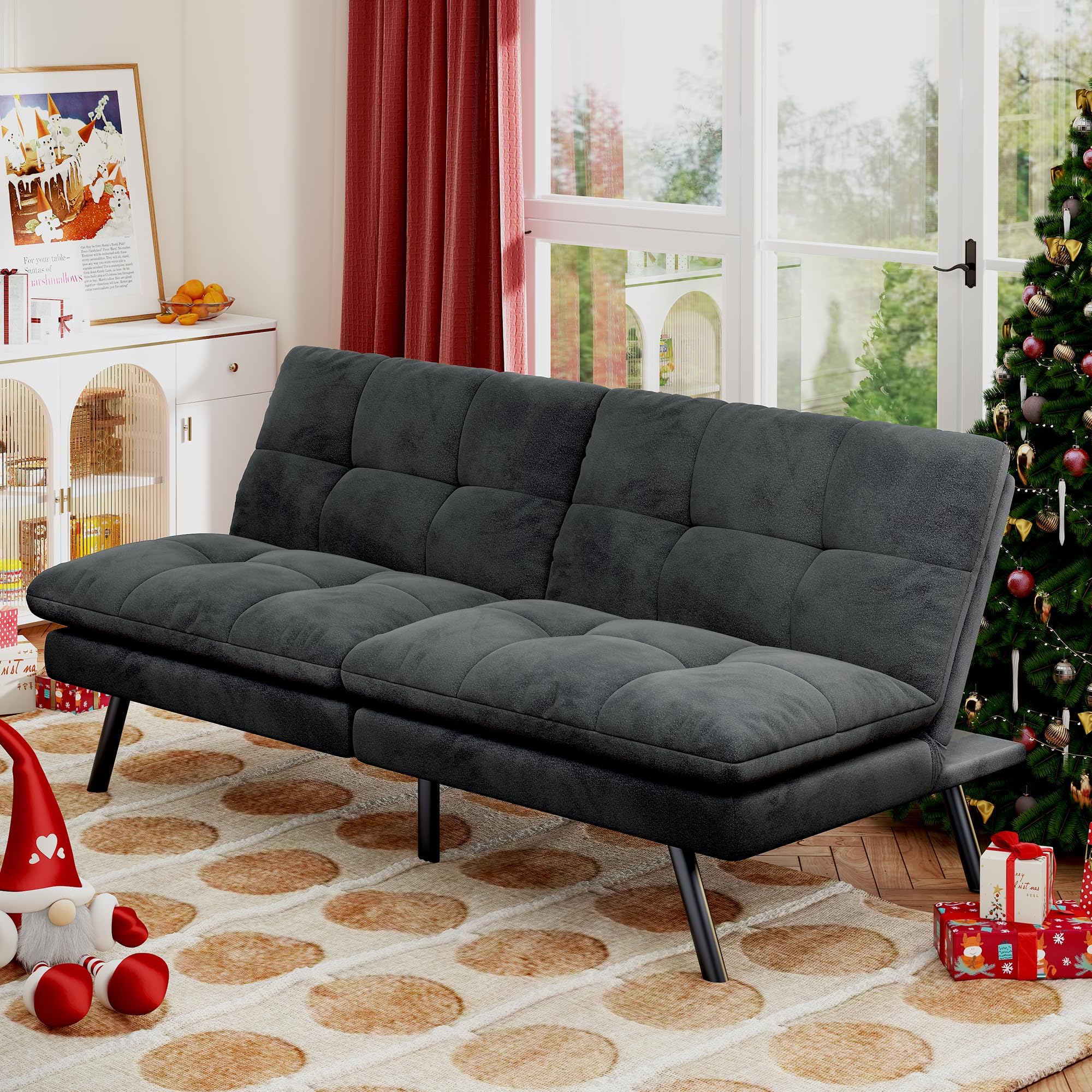 Amazon.com: AMICLIBER Convertible Futon Sofa Bed,Memory Foam Linen ...
