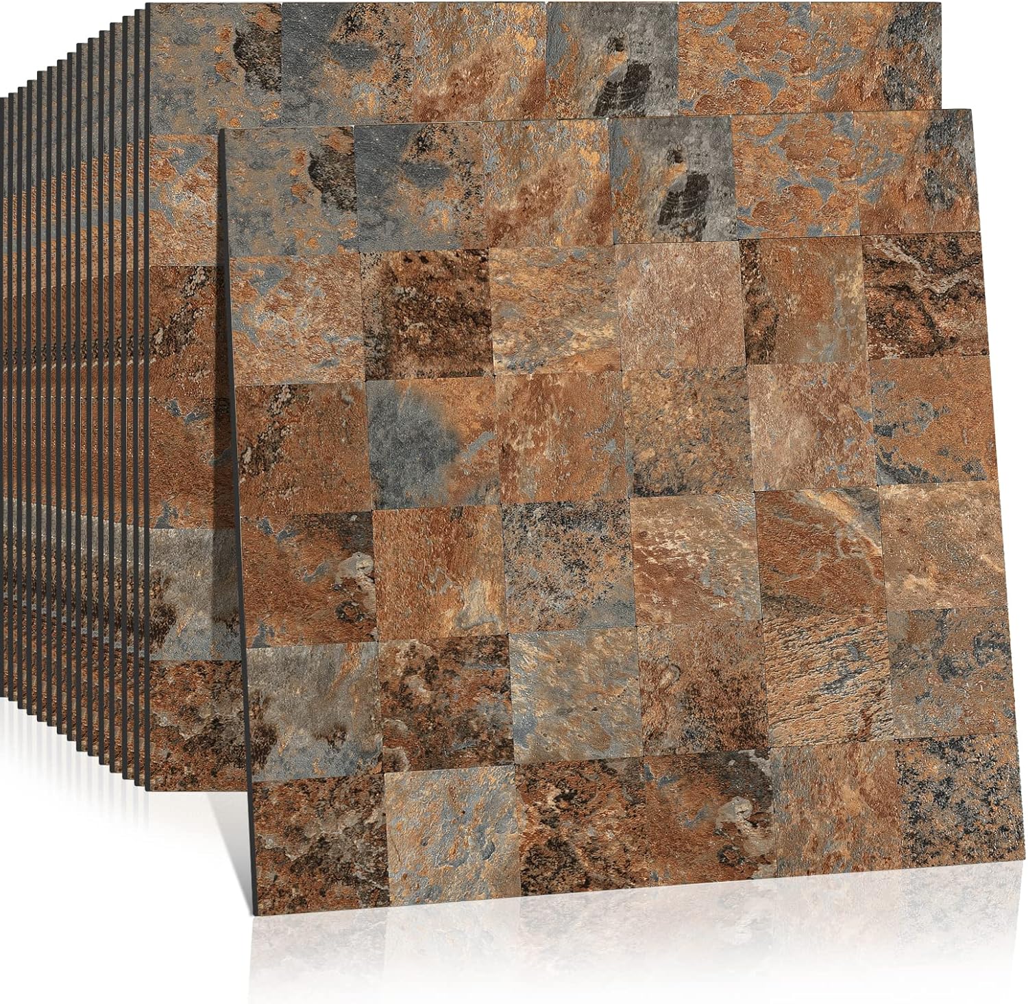 Midcard 10 Piece Peel and Stick Backsplash Imitation Rust Brown PVC ...