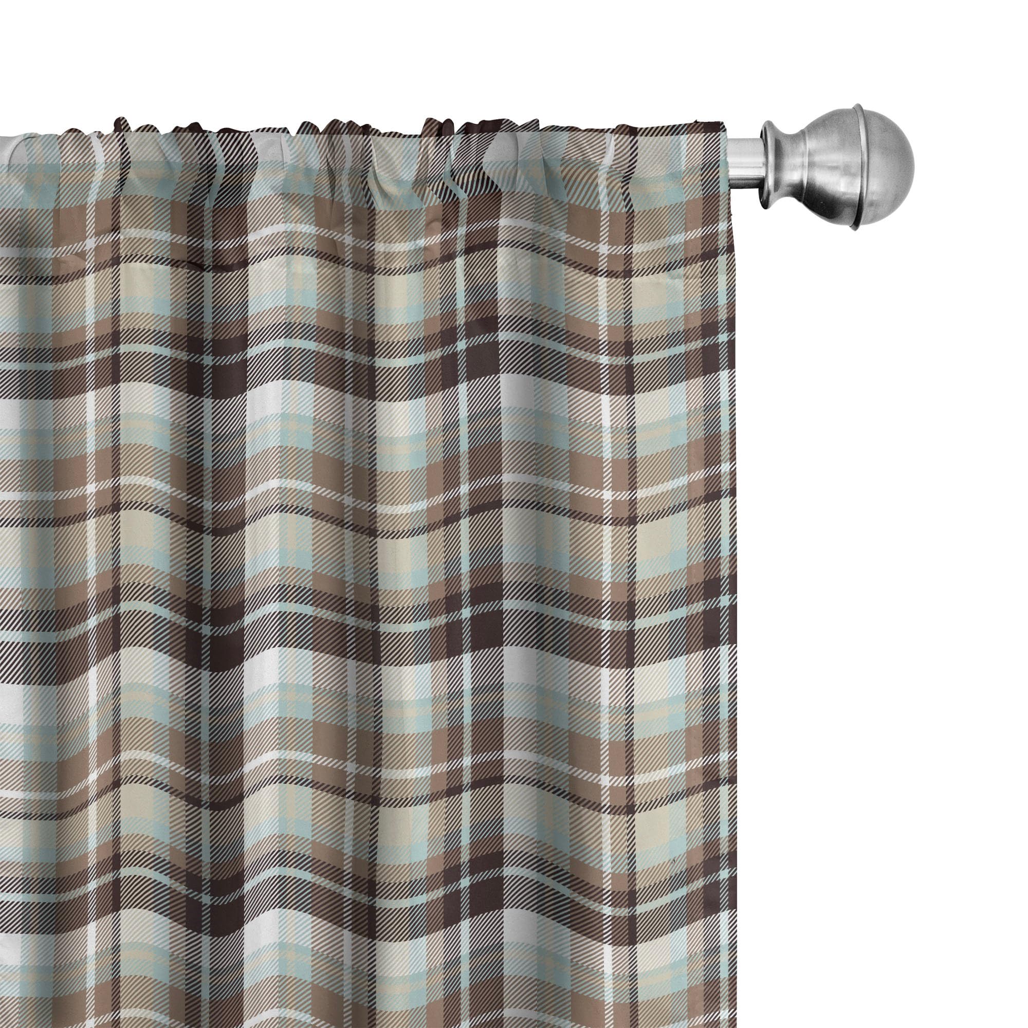 Amazon.com: Ambesonne Brown Plaid Window Curtains Pack of 2, Brown Blue ...