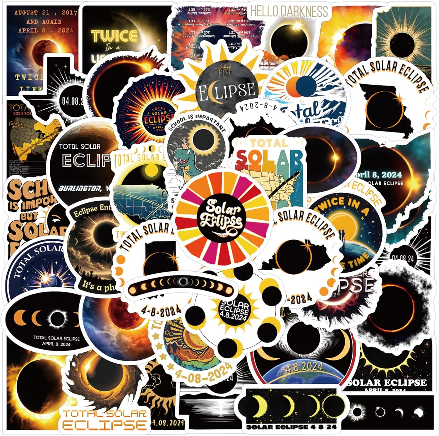 Amazon.com: Total Solar Eclipse Stickers Pack, 50PCs, Educational ...
