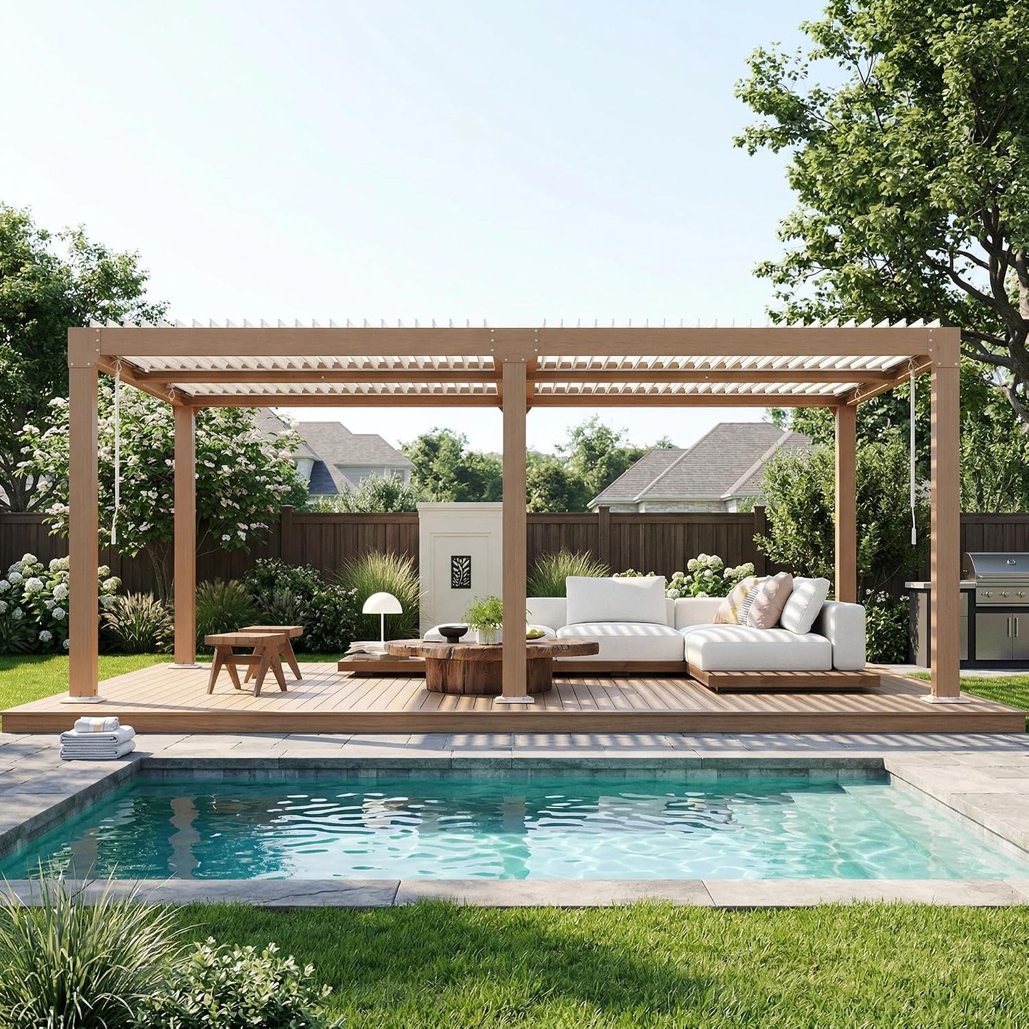 Amazon.com: 12x20FT Louvered Pergola, Modern Style Outdoor Pergola with ...