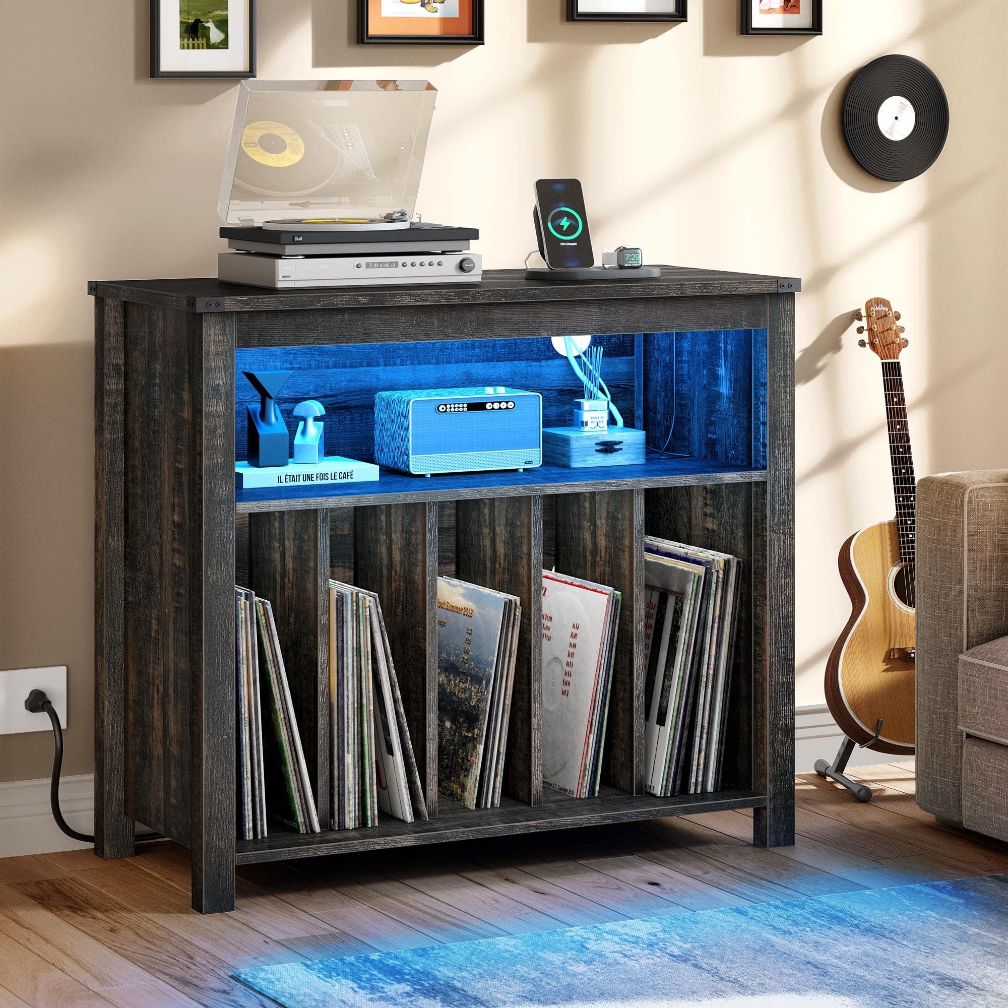 Amazon.com: Forevich Large Record Player Stand Table, Turntable Vinyl ...