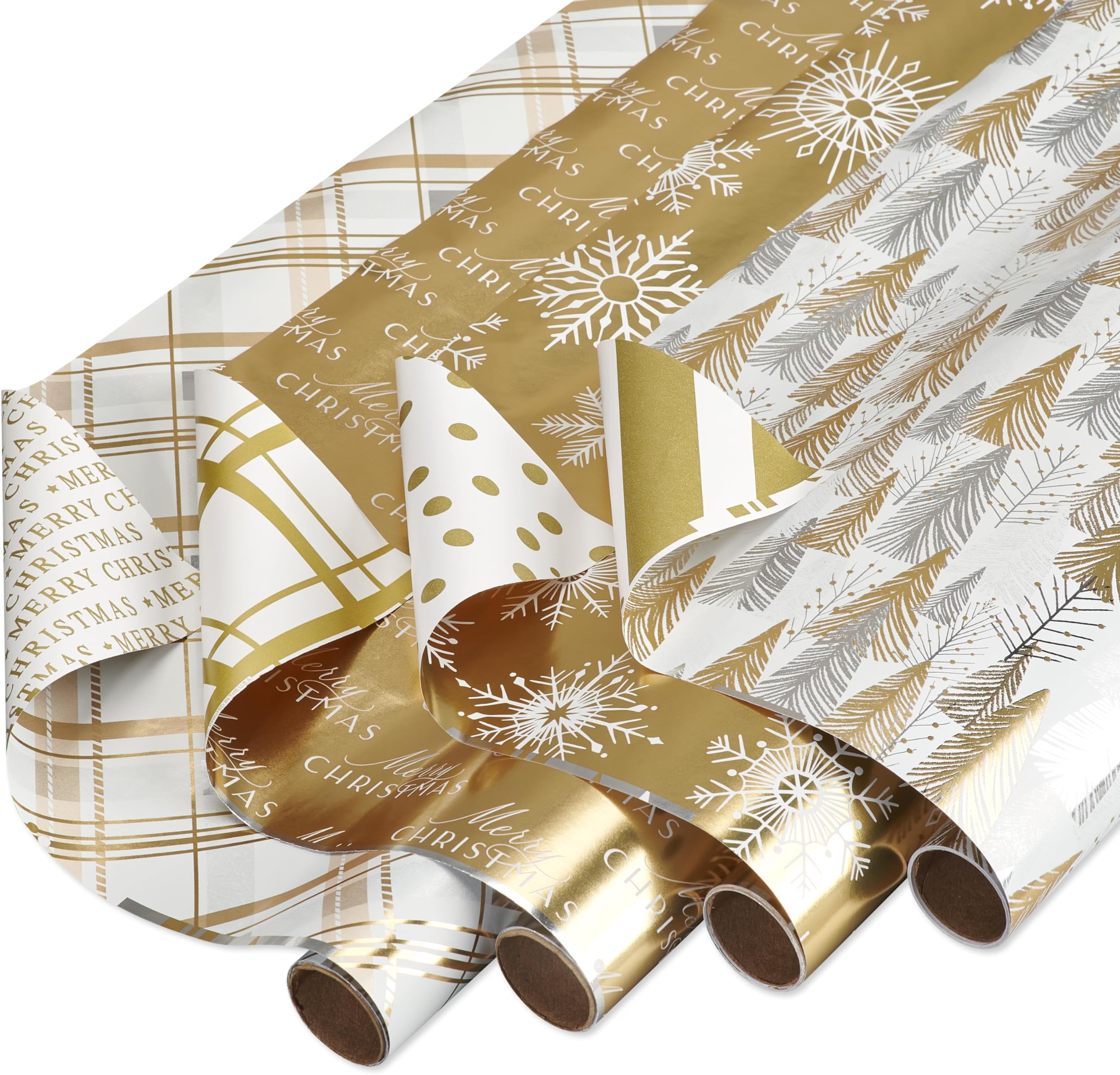 Amazon.com: American Greetings 80 sq. ft. Gold Wrapping Paper Bundle ...