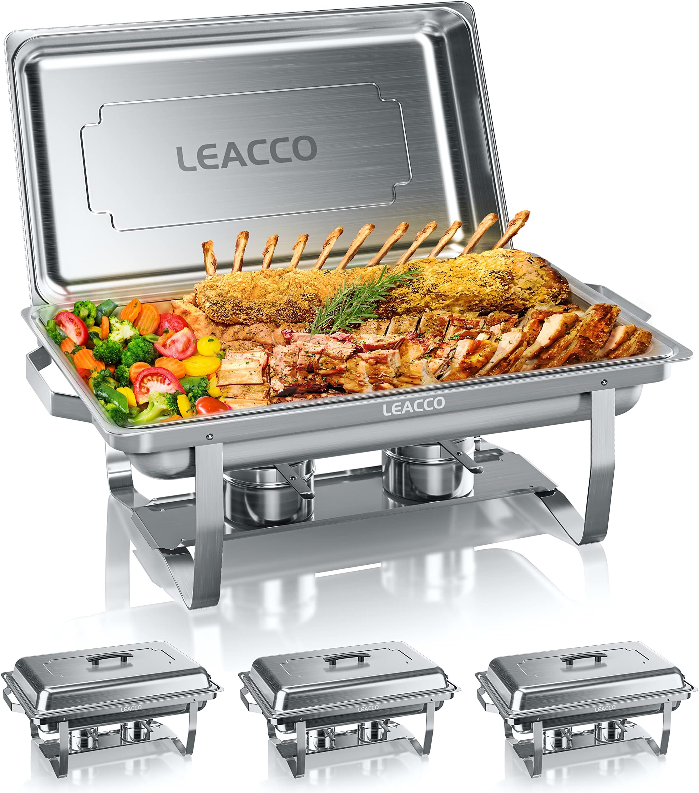 Amazon.com: MRIISEL Chafing Dish Buffet Set - 4 Pack, 8 Quart Stainless ...