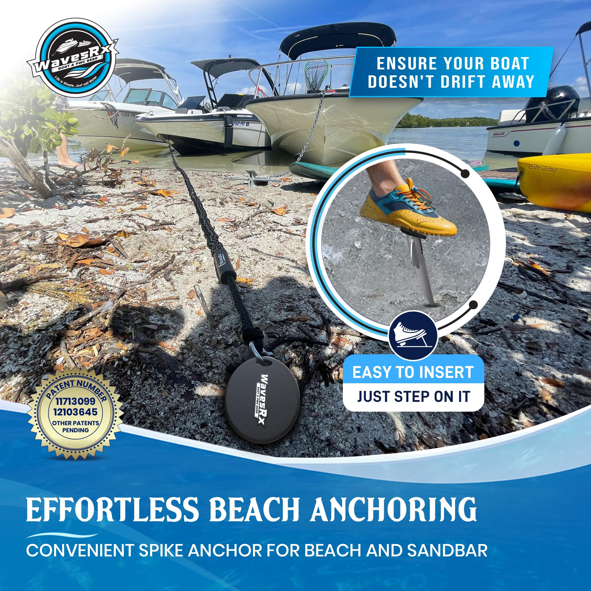 Snapklik.com : WAVESRX Beach Anchoring Bundle For Boats & Pontoons 18 ...
