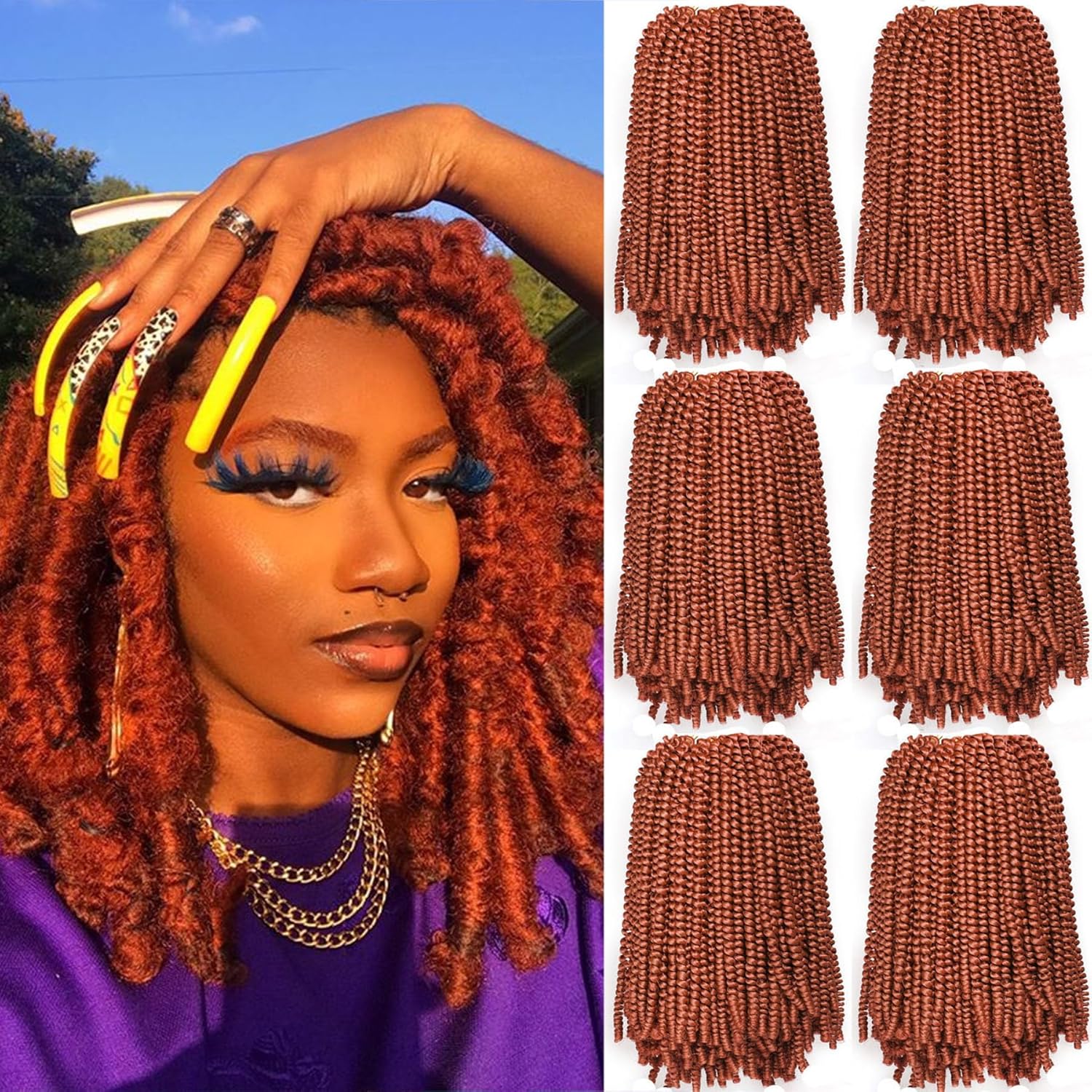 Amazon.com : Xtrend 10 Inch Copper Red Spring Twist Hair For Butterfly ...
