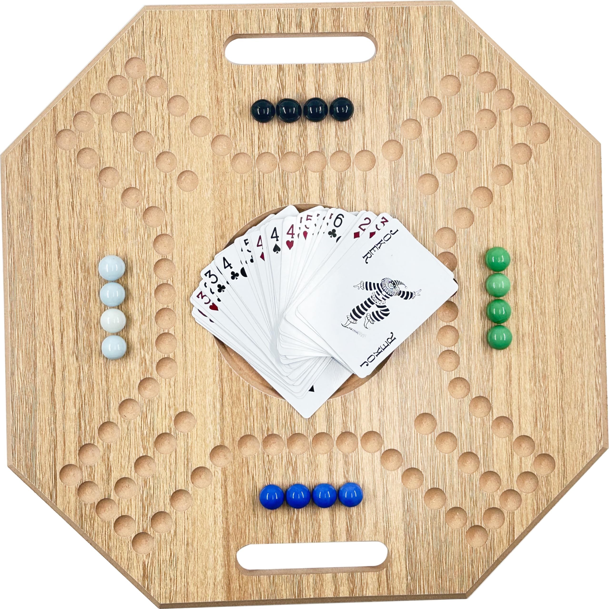 Funz Jackaroo Wooden Board Game for 4 Players With Glass Marbles and ...