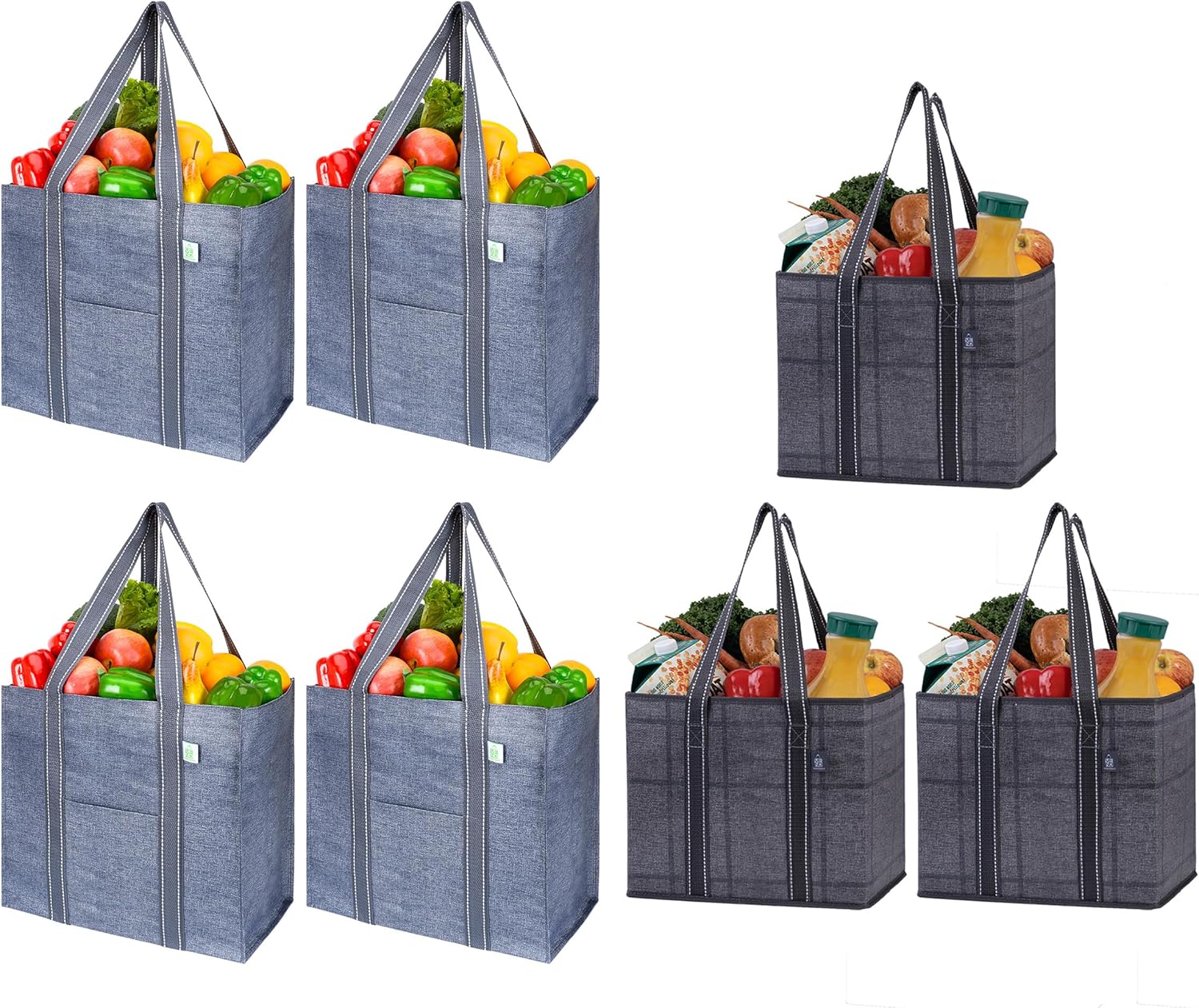 Amazon.com: VENO 7 Pack Heavy-Duty Reusable Grocery Shopping Bags (4 ...