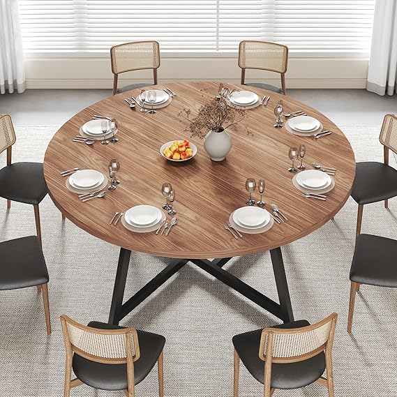 Amazon.com - Bvldfamly 59'' Round Dining Table for 8, Wood Round Dinner ...