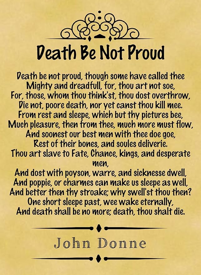 Amazon.com: A4 Size Parchment Poster Classic Poem John Donne Death Be ...