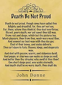 Amazon.com: A4 Size Parchment Poster Classic Poem John Donne Death Be ...