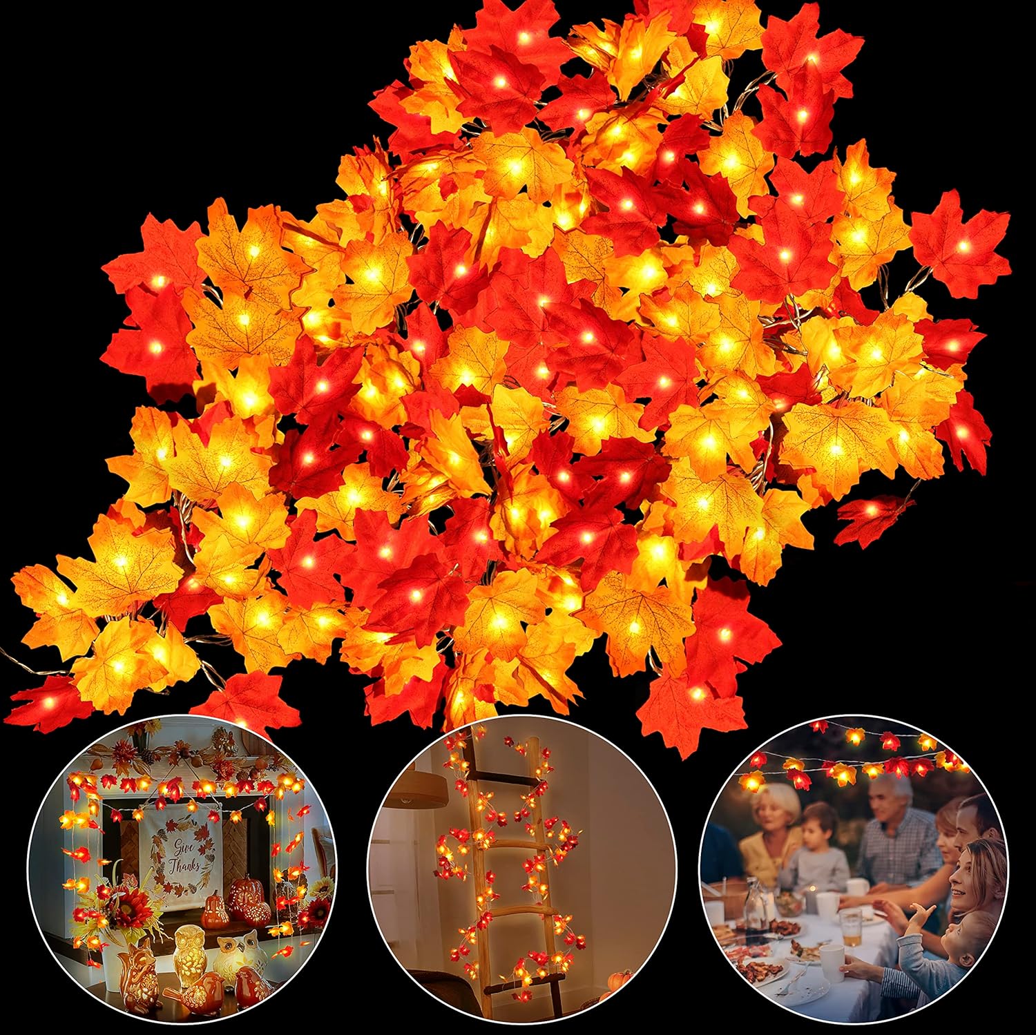 Amazon.com: Starryle Thanksgiving Decoration Fall Maple Leaf String ...