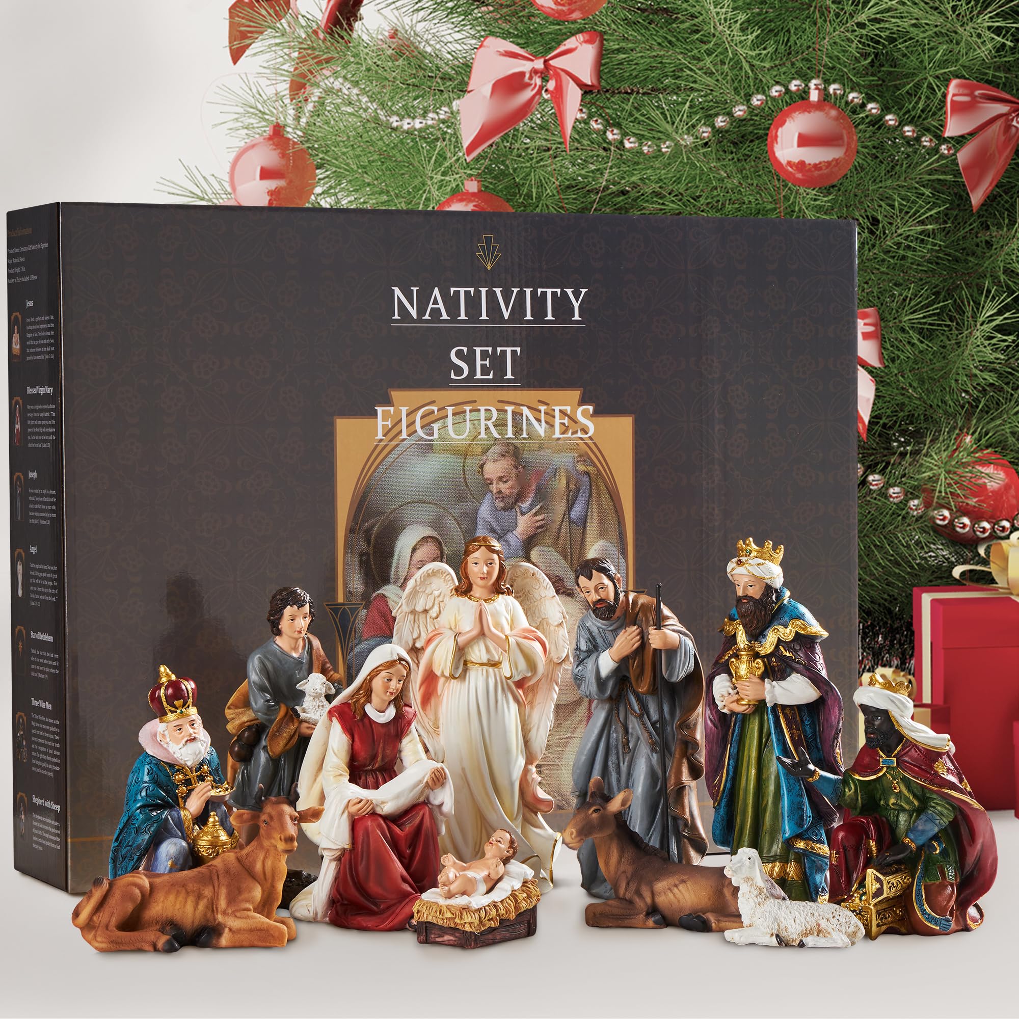 Resin Nativity Figures 7-Piece Resin Nativity Set - Religious Christmas ...