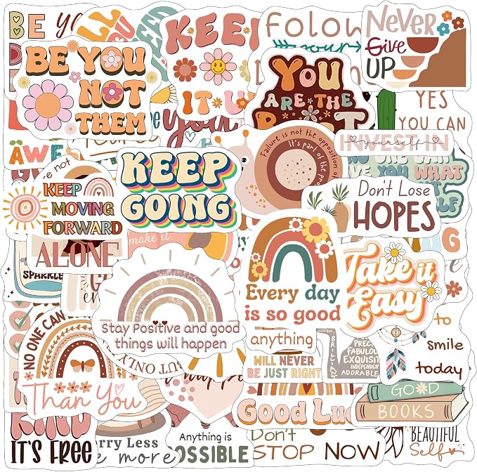 Amazon.com : Boho Motivational Quote Stickers - 50 Pcs Inspirational ...