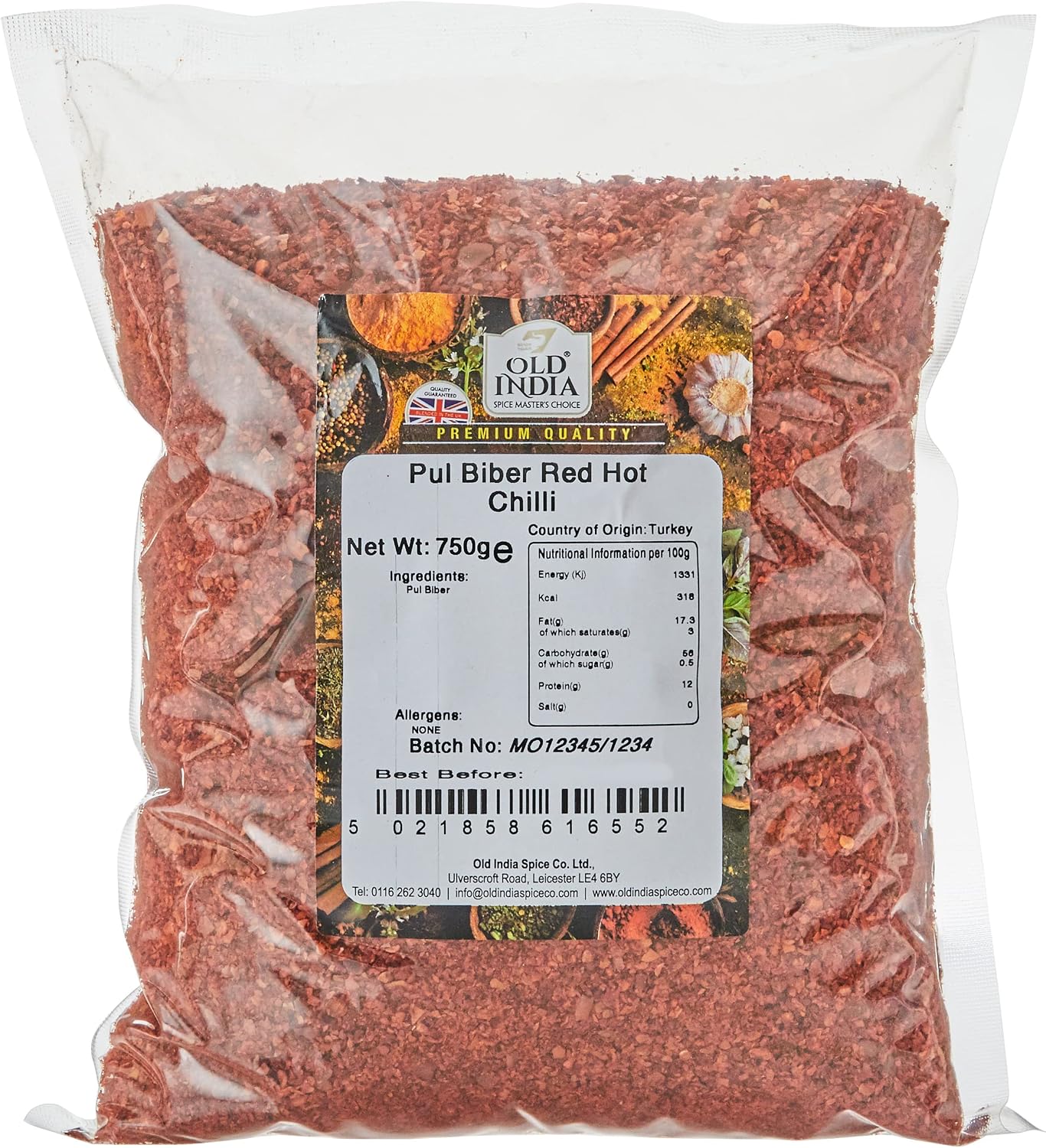Old India Pul Biber Red Hot Chilli 750g : Amazon.co.uk: Grocery