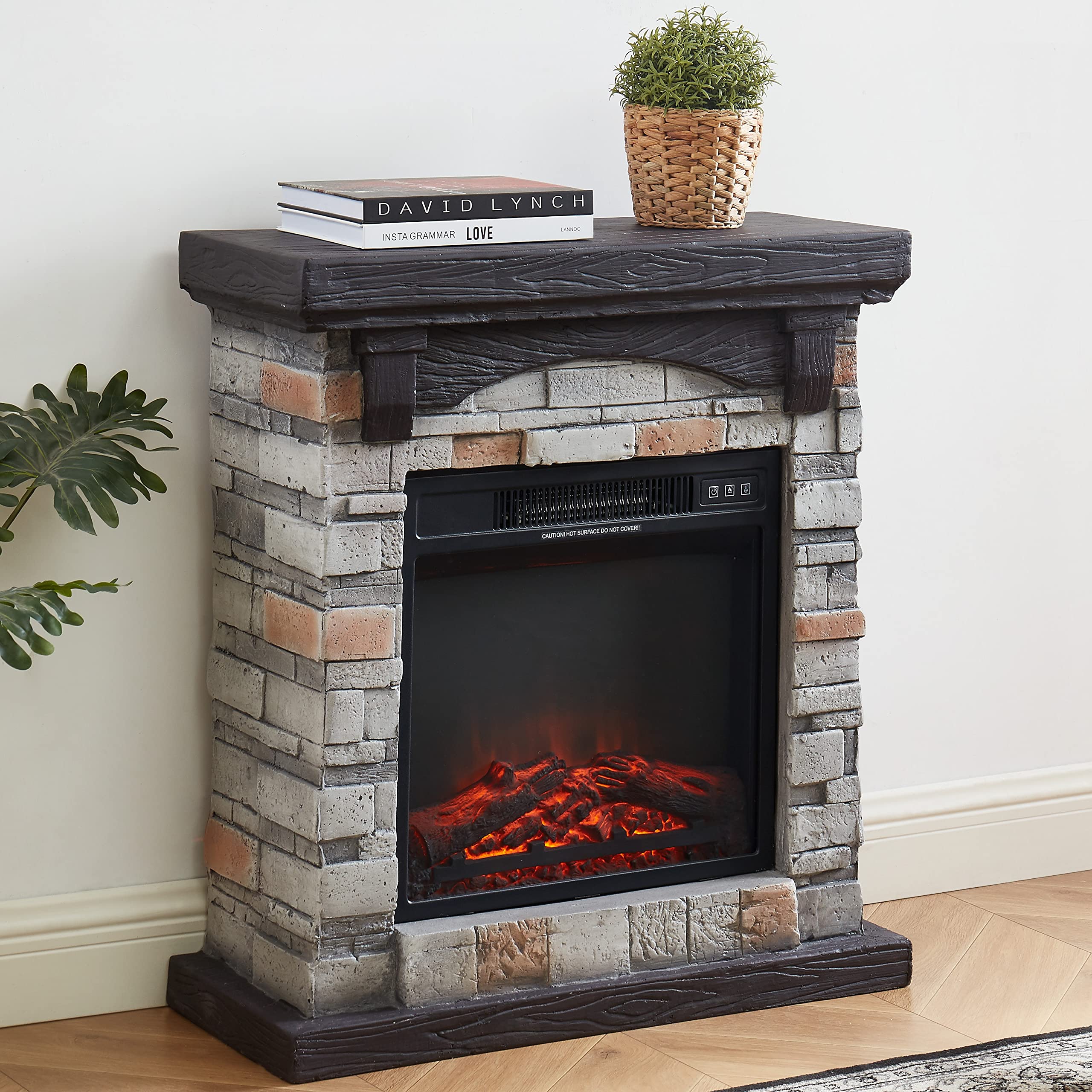 Amazon.com: Edwin's Choice Electric Fireplace with Mantel, 28”W Faux ...