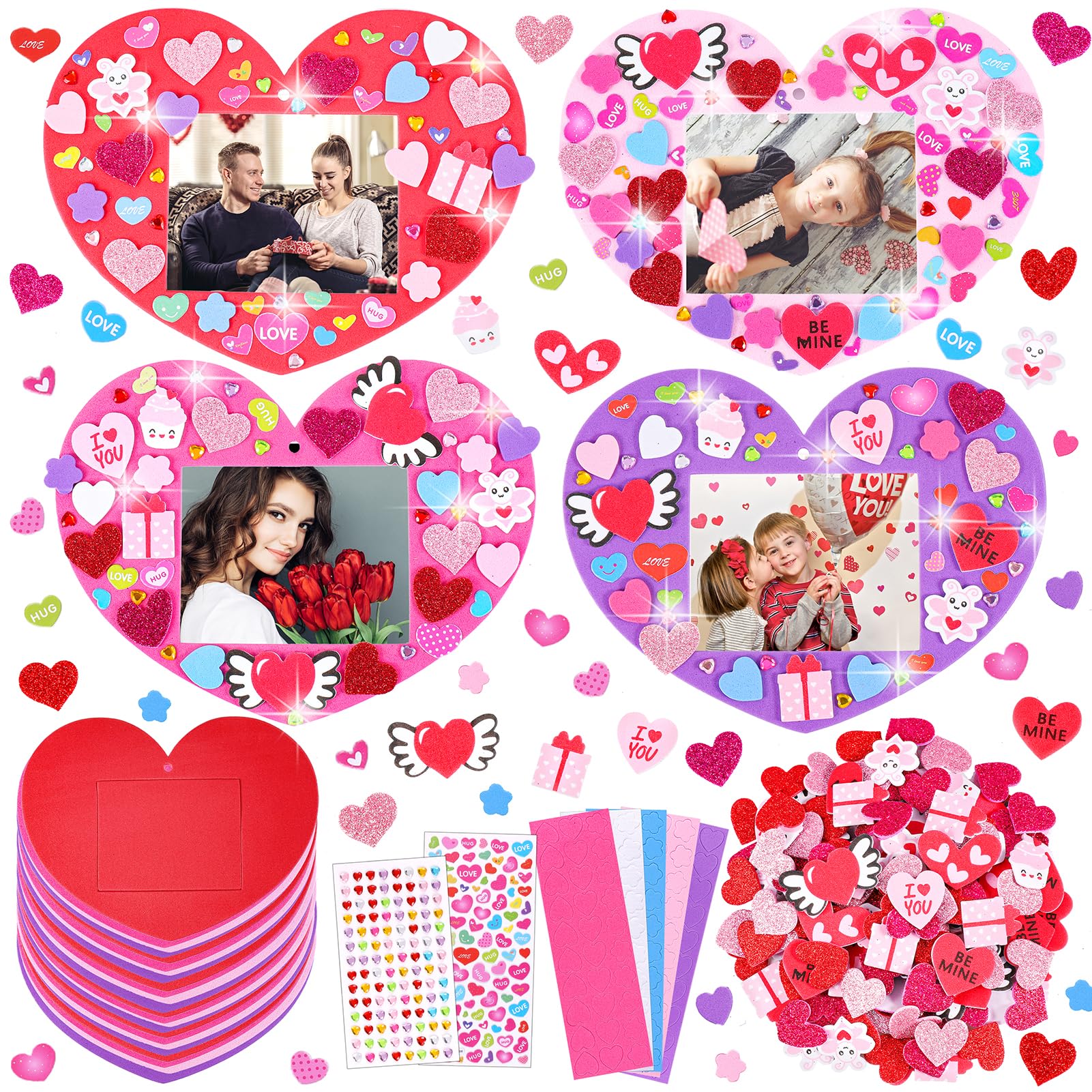 226 Pcs Valentine's Day DIY Picture Frames Craft Kit for Kids 24pcs ...