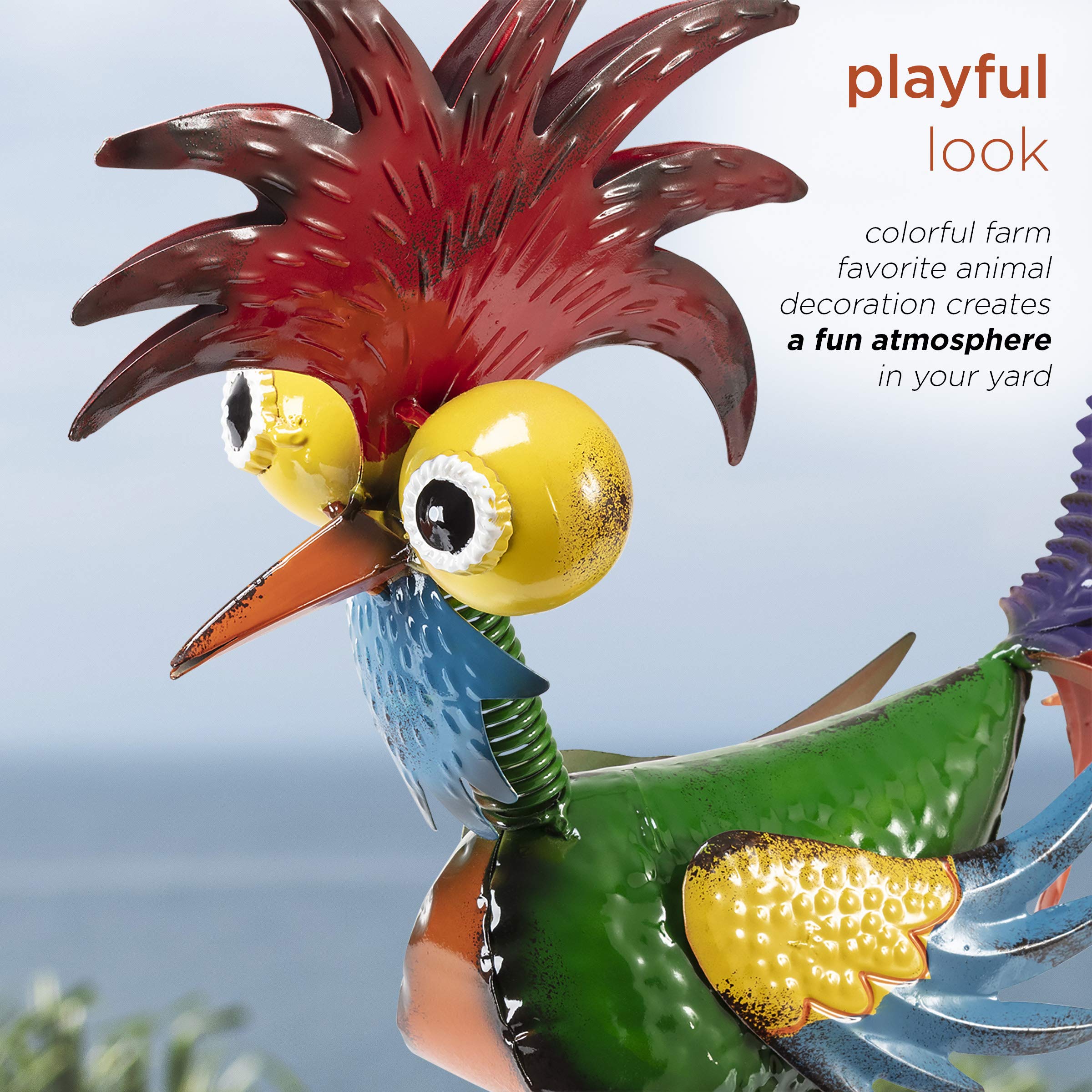 Snapklik.com : 18 Tall Indoor/Outdoor Wacky Metal Rooster Yard Statue ...