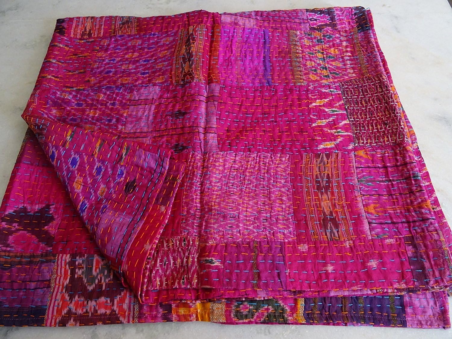 Amazon.com: Mycrafts Indian Vintage Handmade Kantha Quilt, Bohemian ...
