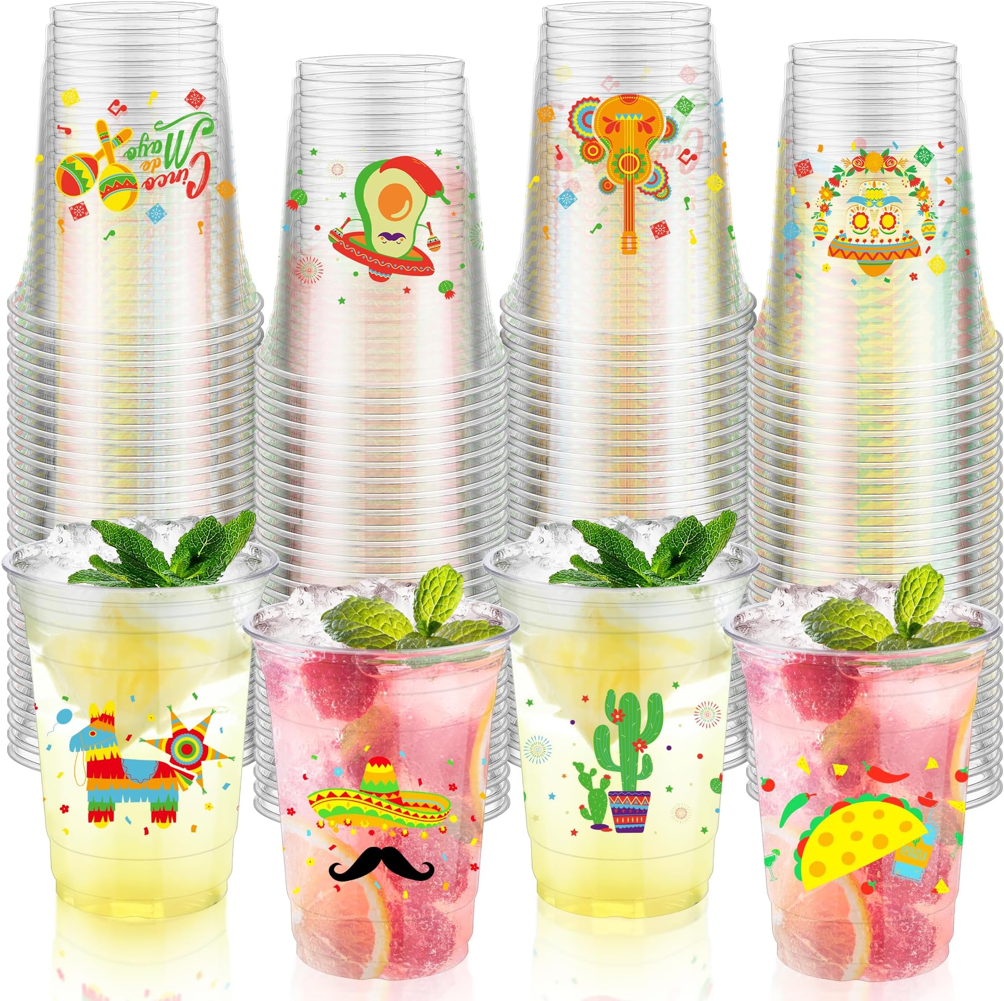 Amazon.com: Yaomiao 50 Pcs Fiesta Party Favor Mexican Disposable Cups ...