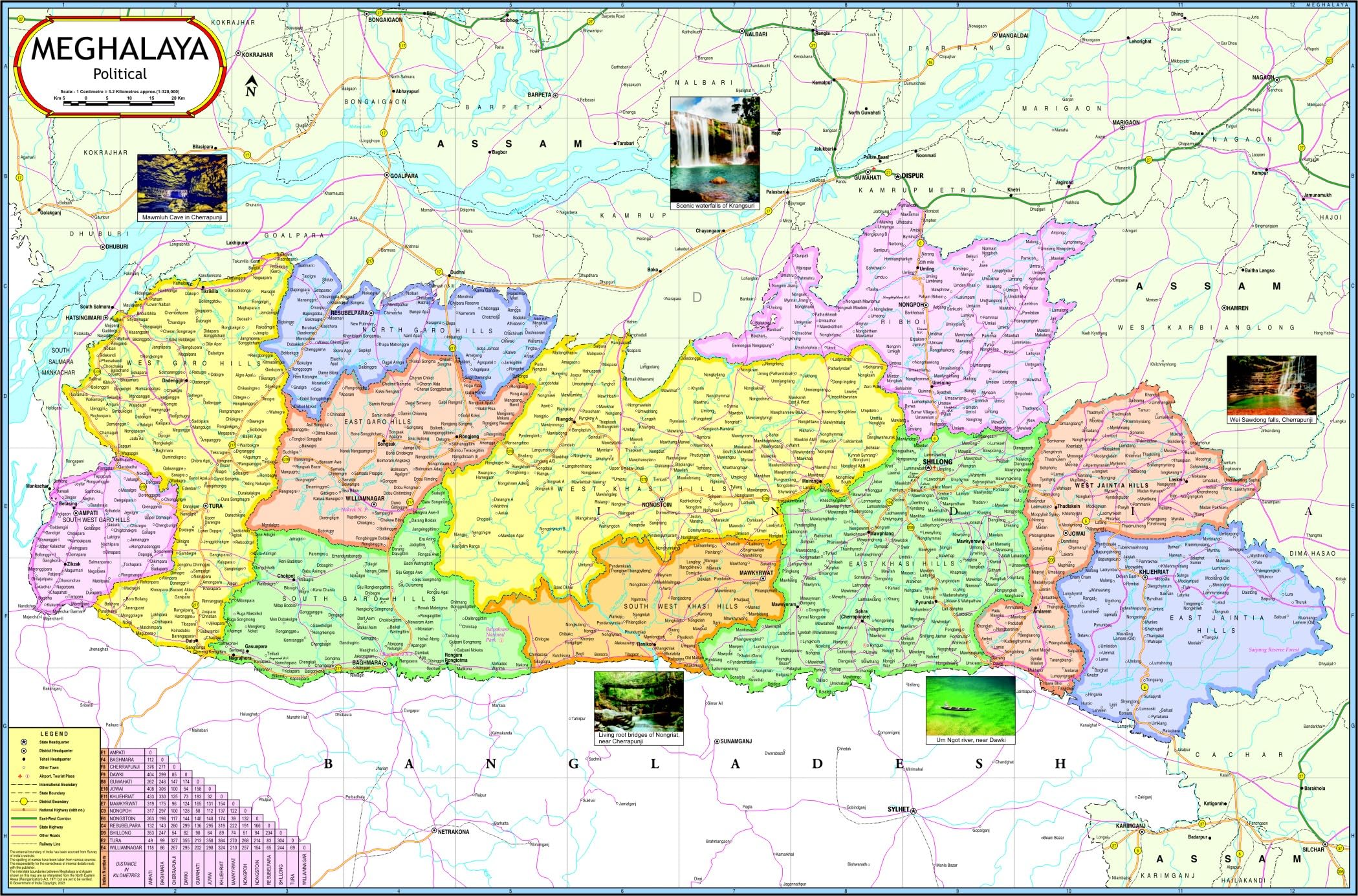 Meghalaya Map | Laminated : Vidya Chitr Prakashan, State Maps: Amazon ...