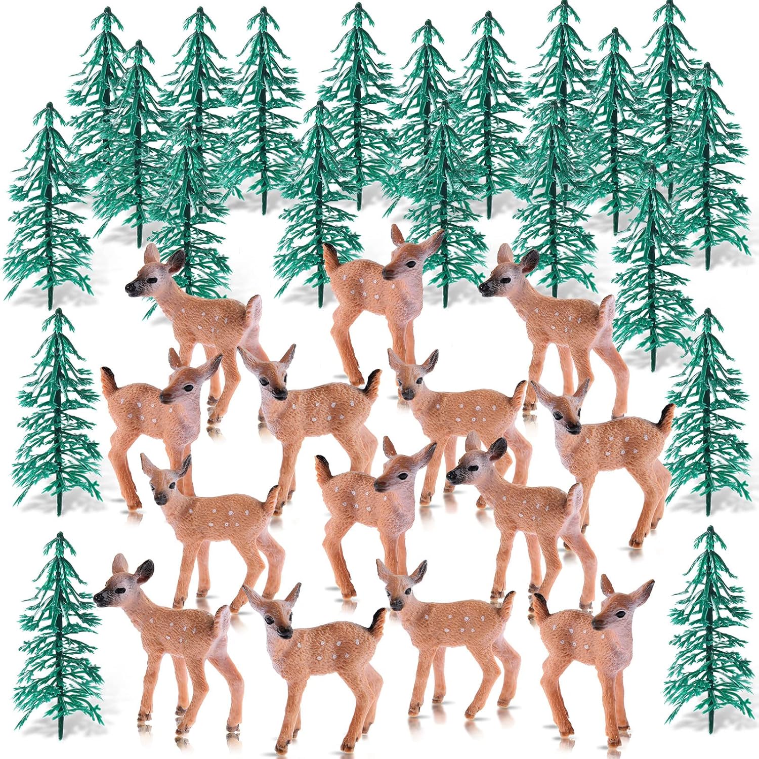 Amazon.com: 34 Pieces Deer Figures and Model Trees Miniature Deer ...