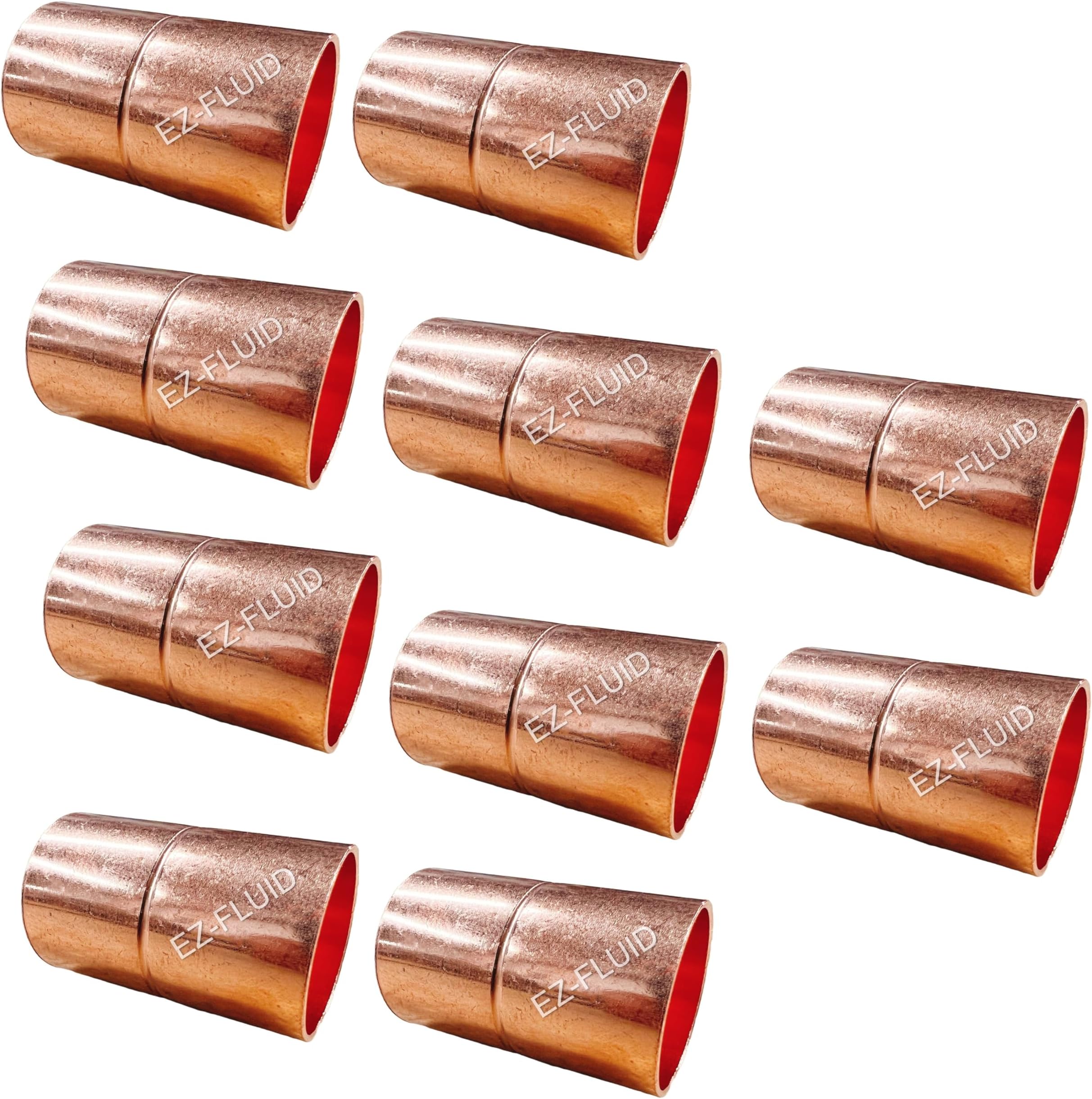 PROCURU 10-Pack 1/2-Inch Copper Coupling with Stop, C x C Sweat ...