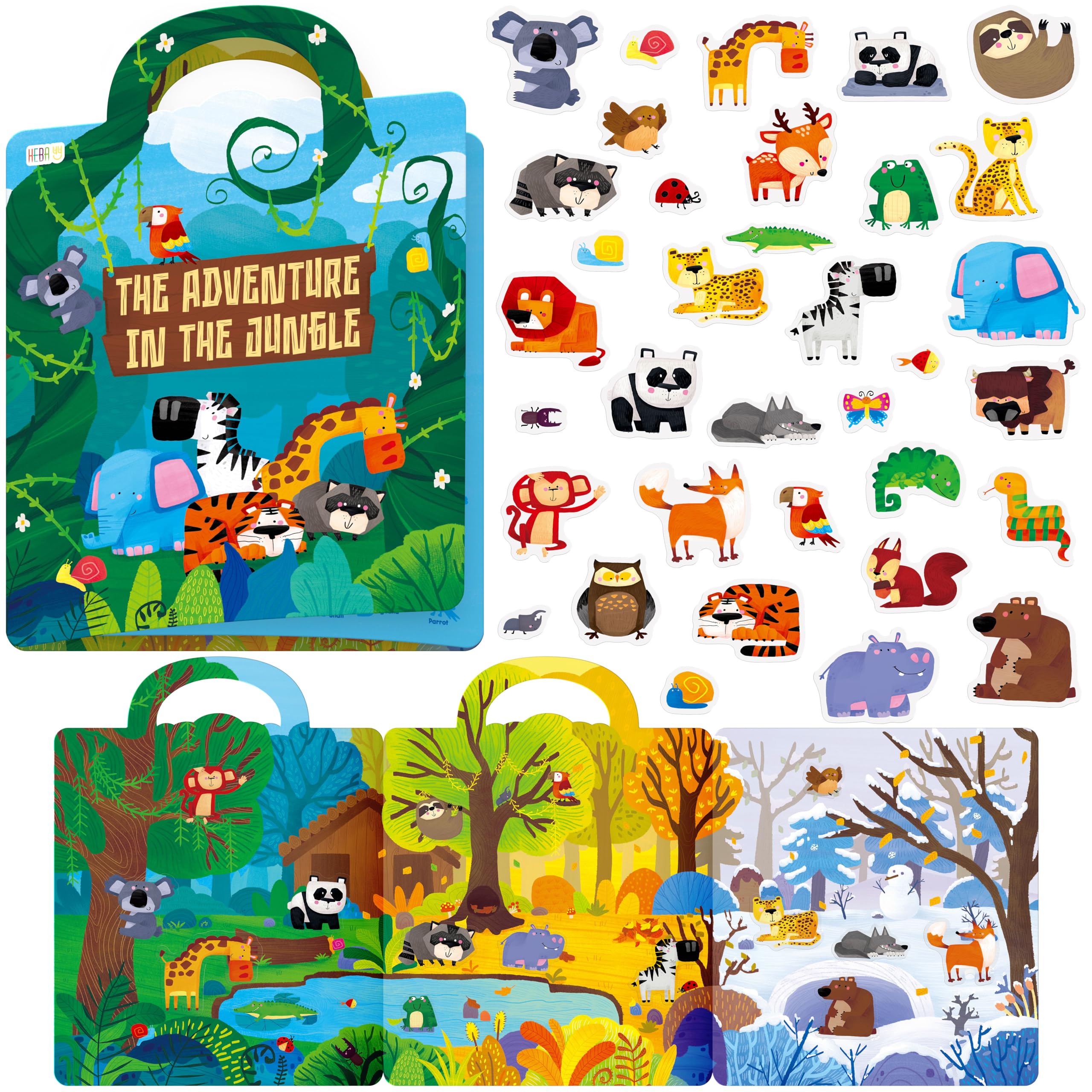 Amazon.com: Reusable Sticker Book, 35 Wild Animal Static Stickers ...