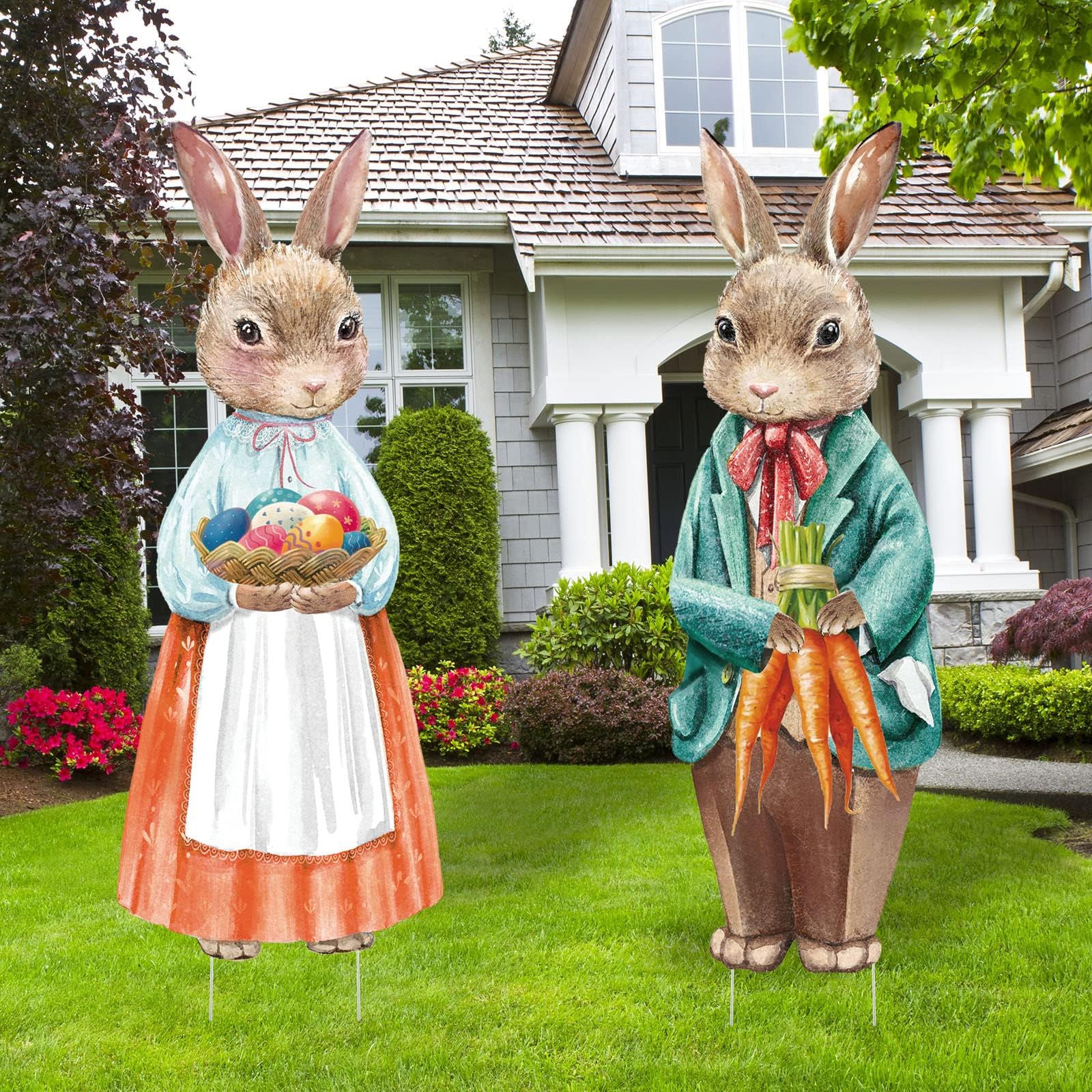 Amazon.com : 9 PCS Easter Yard Signs Easter Bunny Outdoor Sign with ...