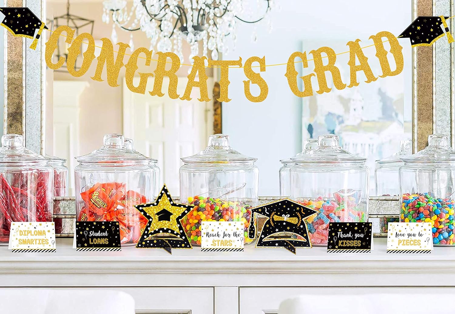 20PCS Graduation Decorations 2021 Party Supplies Set – Glitter Congrats ...