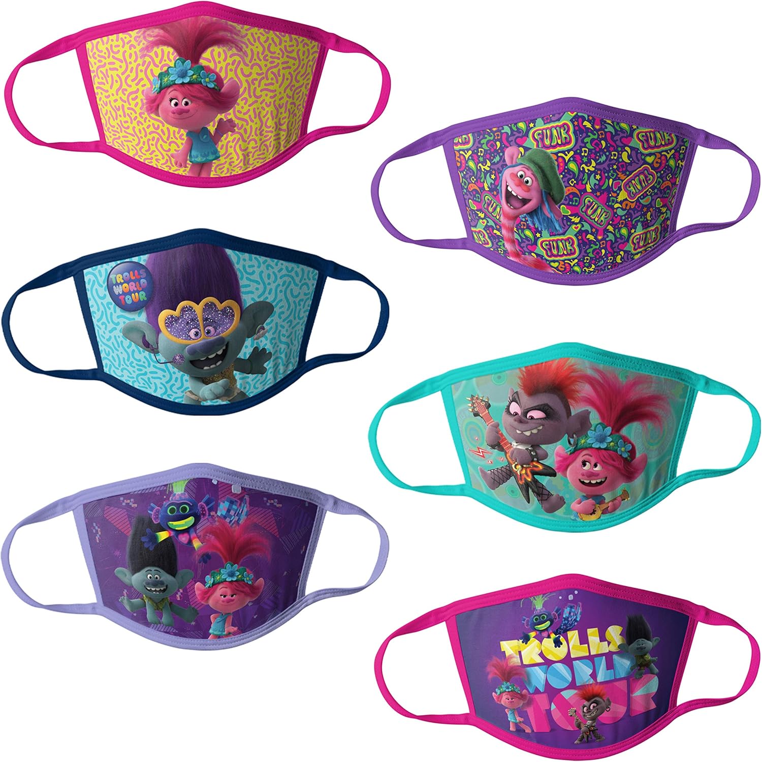 Amazon.com: Universal Trolls Reusable Kids Mask Multipack, Multicolor ...