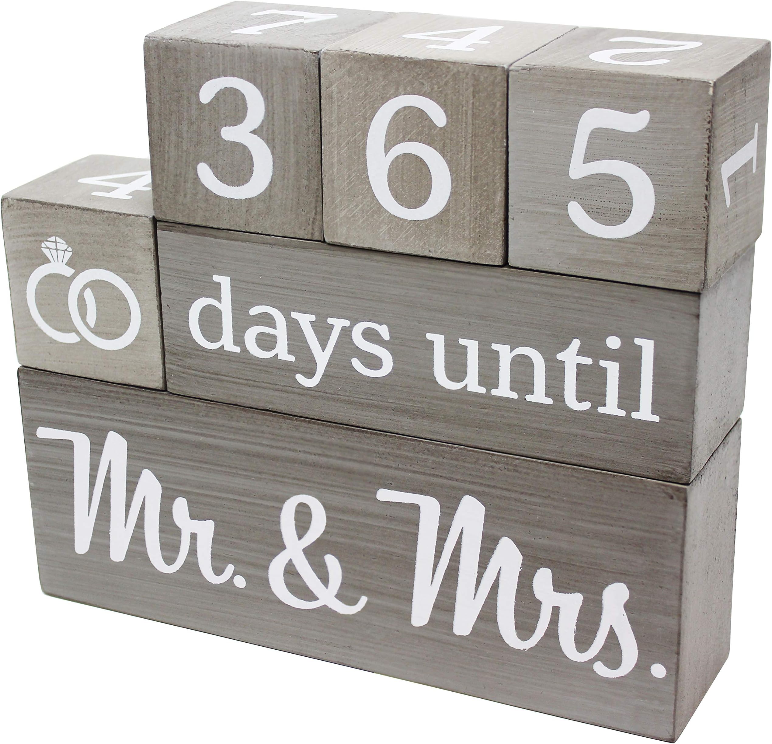 Amazon.com: Wedding Countdown Calendar Wooden Blocks - Engagement Gifts ...