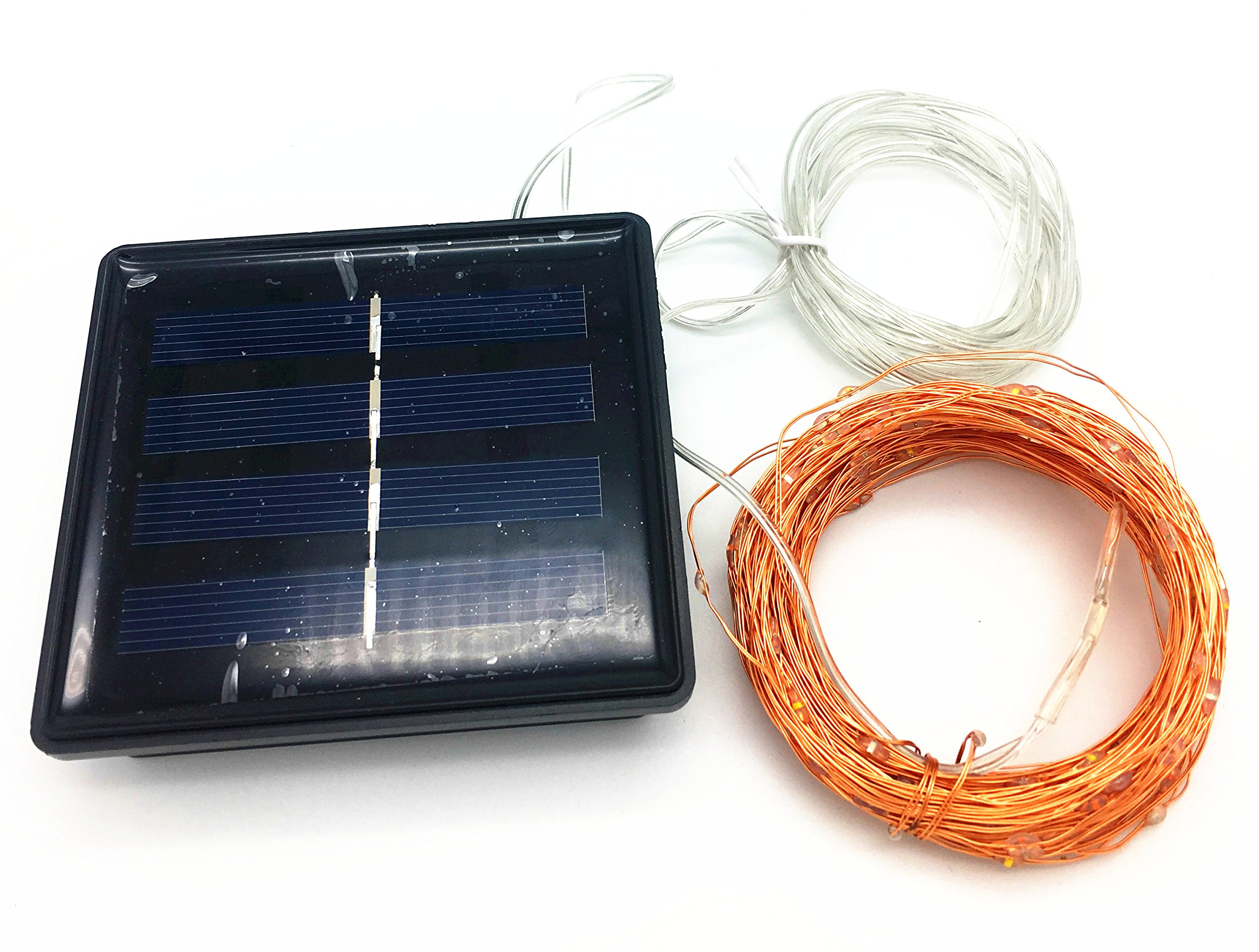 Solar Power 200LED copper light string silver line lights outdoor ...