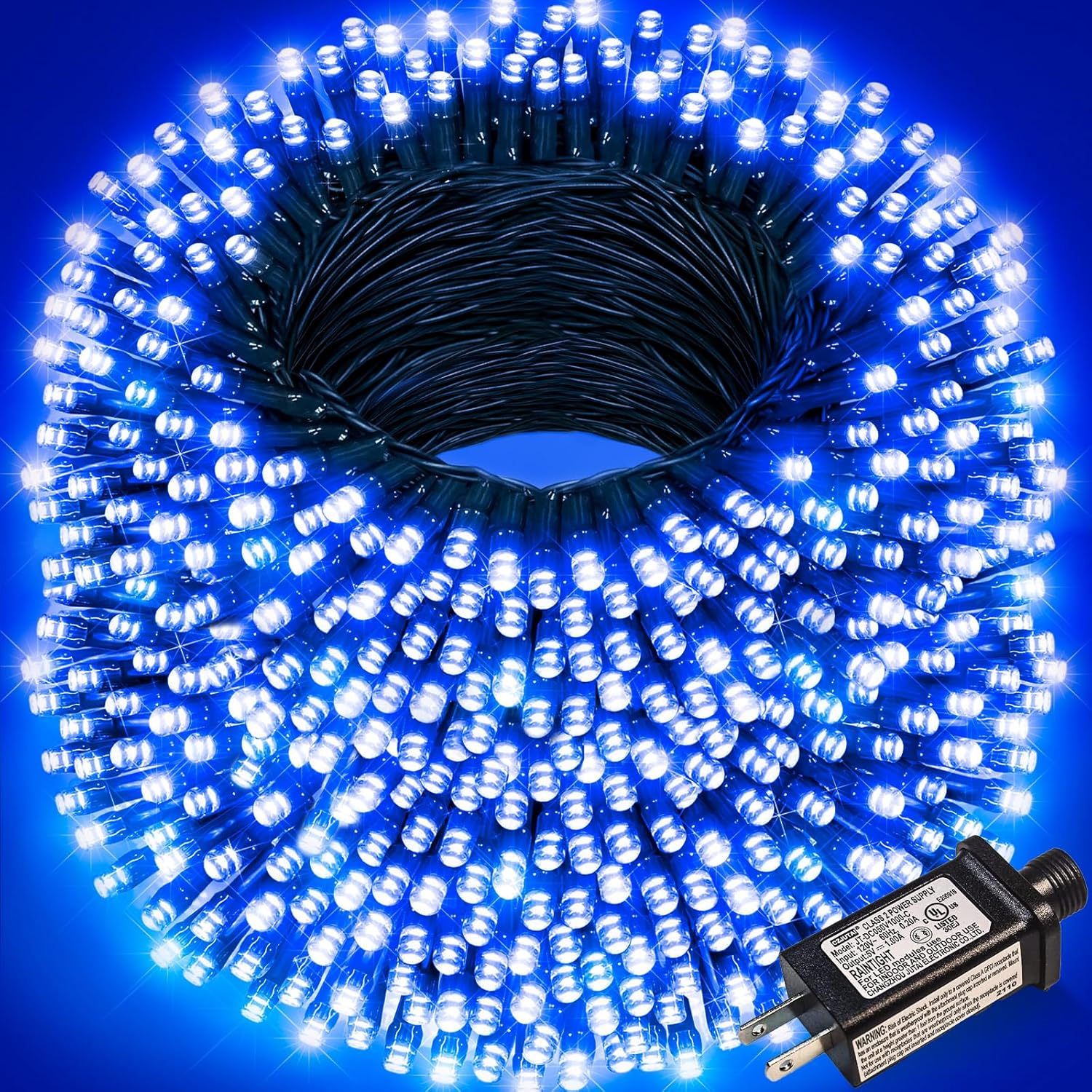 Nielfoi 328FT 1000 LED Christmas Lights, Plug in Blue Christmas Tree ...