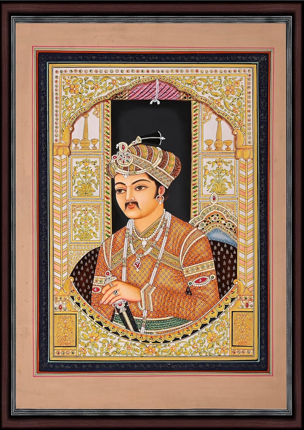 Amazon.com: ARTS & CRAFTS Handmade Mughal Emperor Akbar Portrait on Old ...