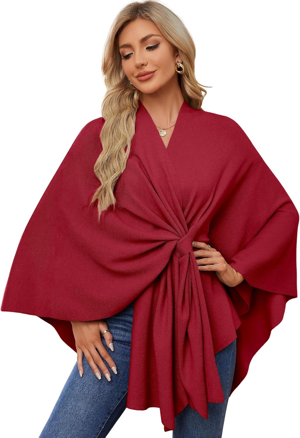 PULI Women's Elegant Shawl Wraps Soft Open Front Poncho Sweater for ...