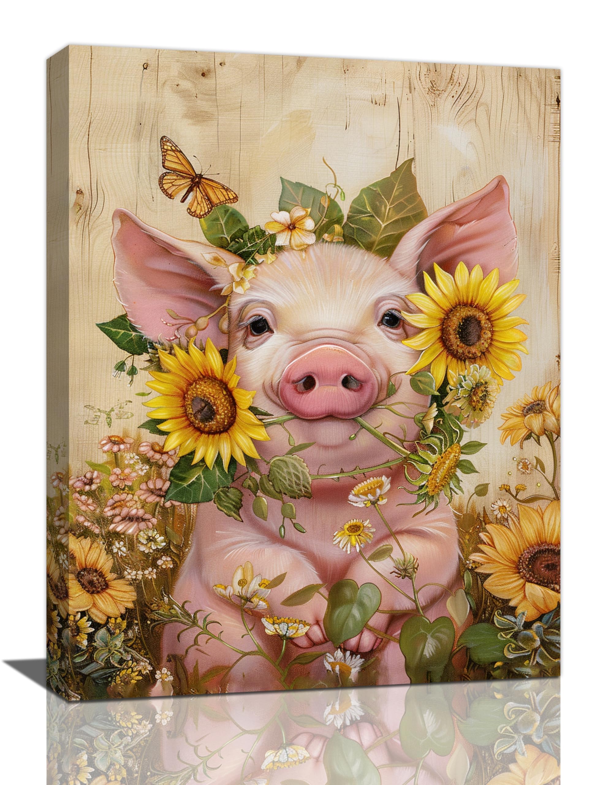 Amazon.com: Farmhouse Pig Wall Decor Rustic Sunflower Cute Pig Pictures ...